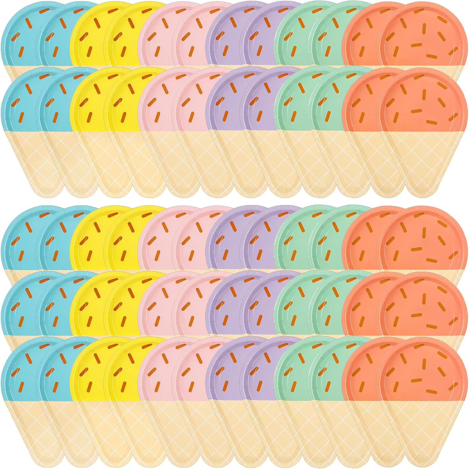 Yopay 60 Pieces Ice Cream Party Plates, 10'' Disposable Appetizer ...
