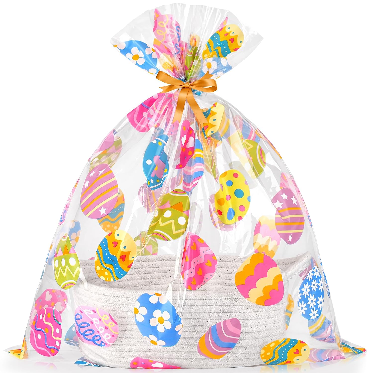 Amazon.com : CUDICY Easter Basket with Cellophane Gift Bag and Ribbon ...