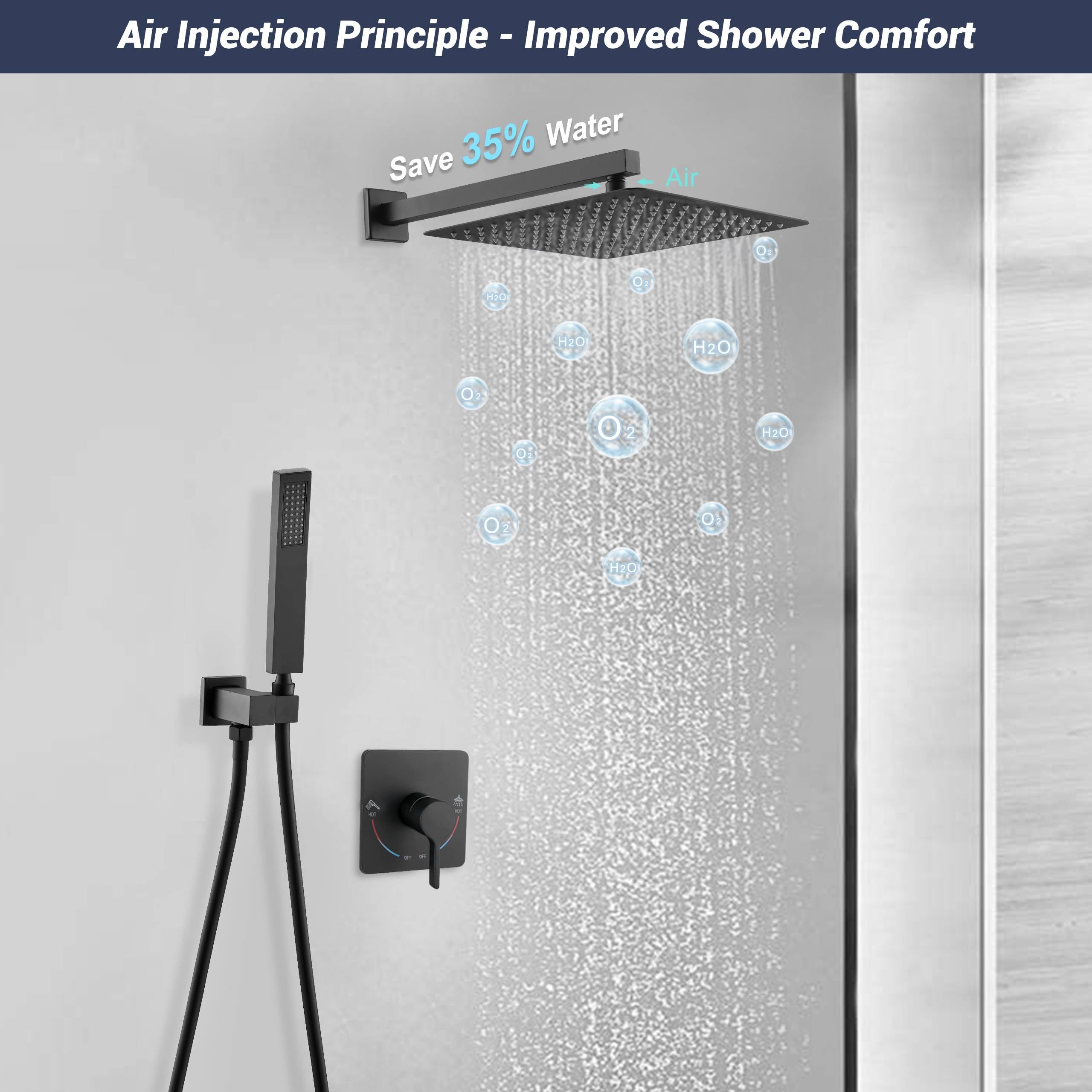 Snapklik.com : Matte Black Rainfall Shower System