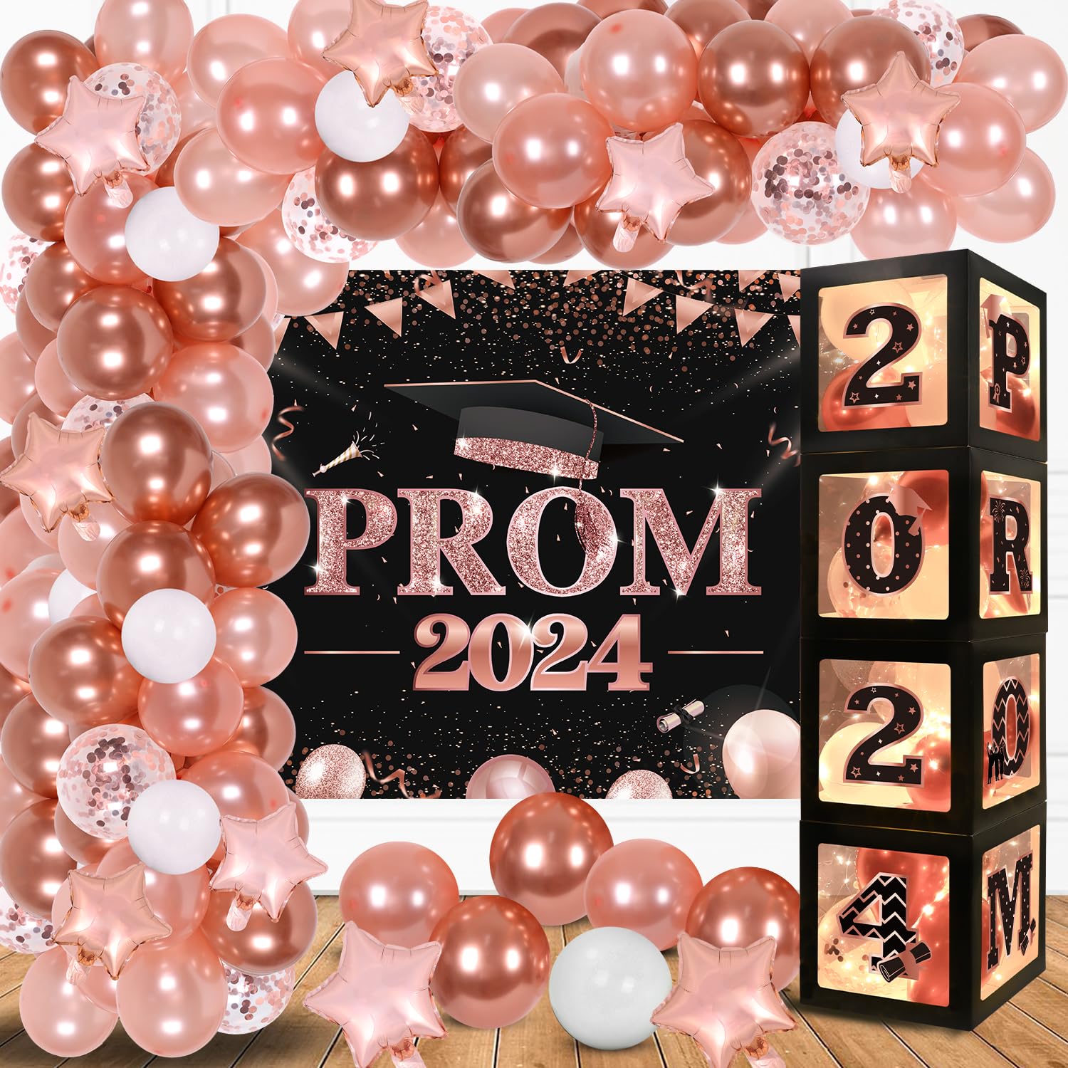 Amazon.com: Graduation Prom Decorations, 4 Pcs Pink Graduation Balloon ...