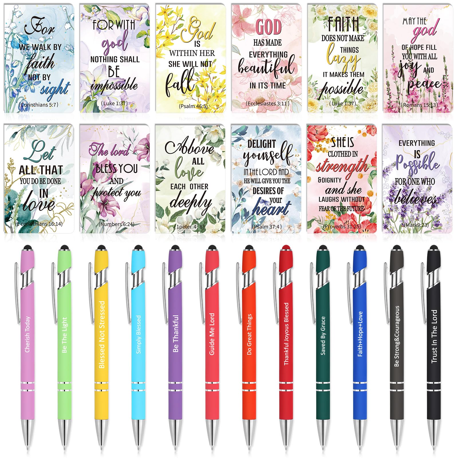 Amazon.com : 24 Pcs Inspirational Gift Set Christian Metal Pen ...