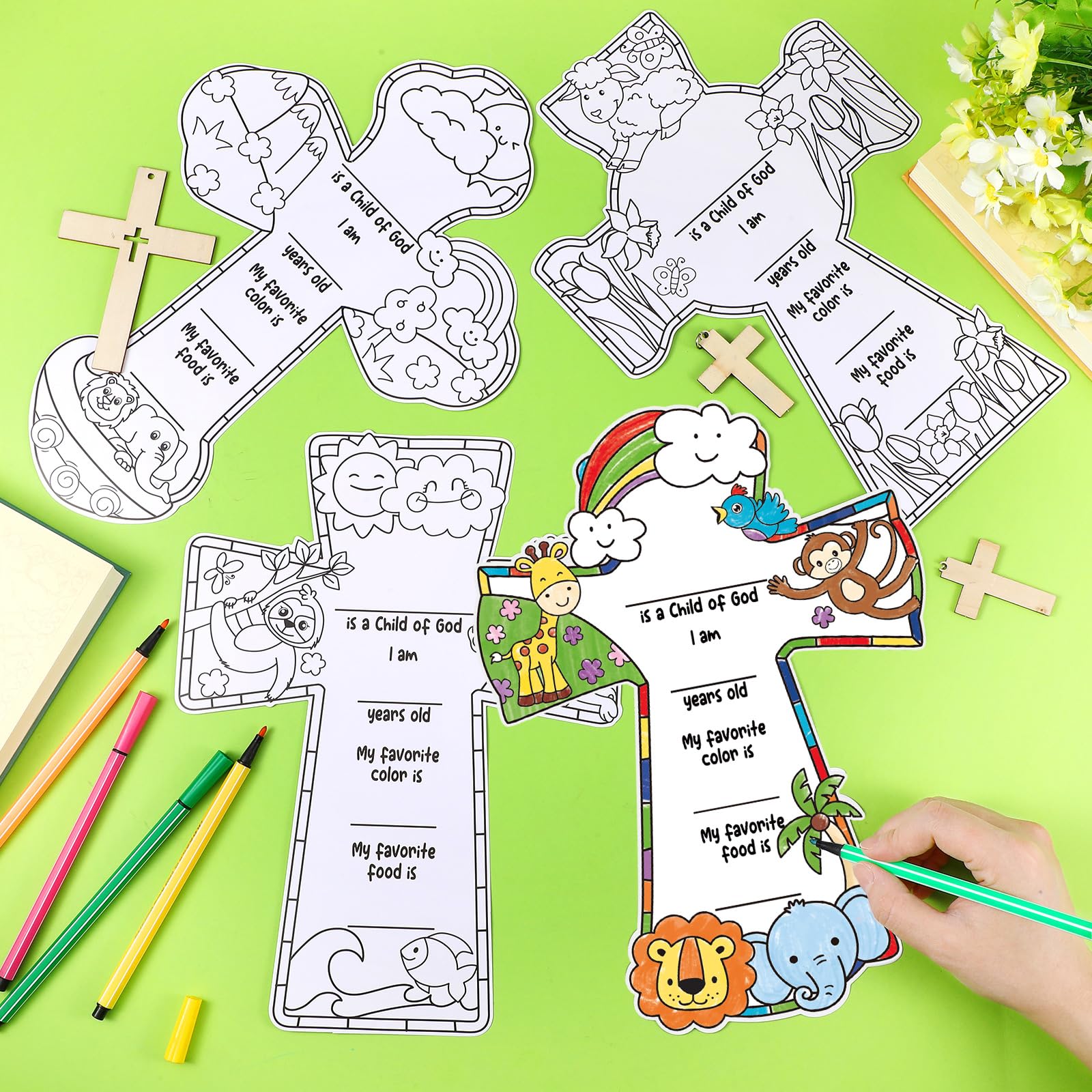 Snapklik.com : 24 Pcs Color Your Own Child Of God Crosses Crafts For ...