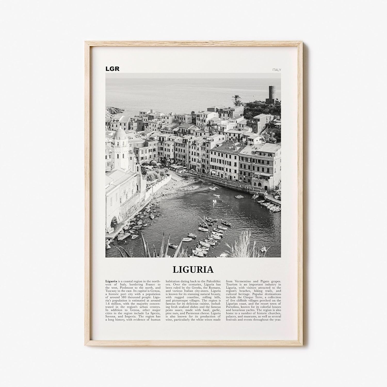 Amazon.com: Liguria Print Black And White, Liguria Wall Art, Liguria ...
