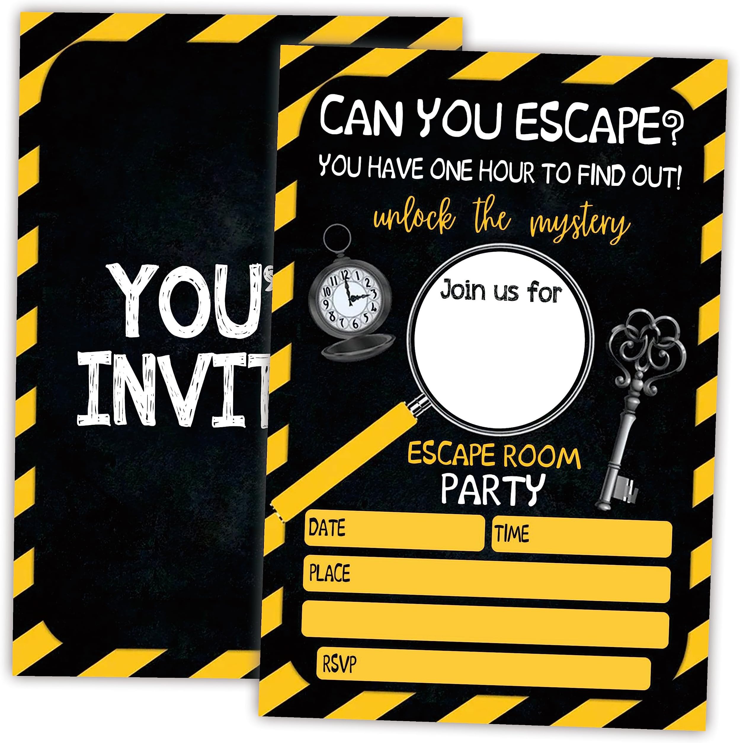 Amazon.com : AWSICE Escape Room Birthday Invitations, Mystery Double ...