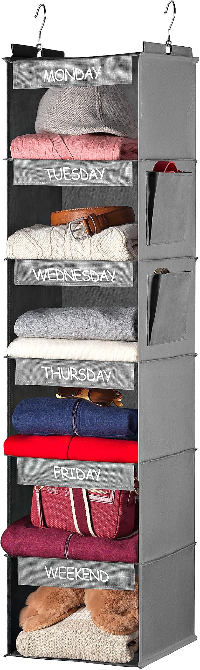 Amazon.com: Weekly Clothes Organizer for Kids - 6-Shelf - Hanging ...