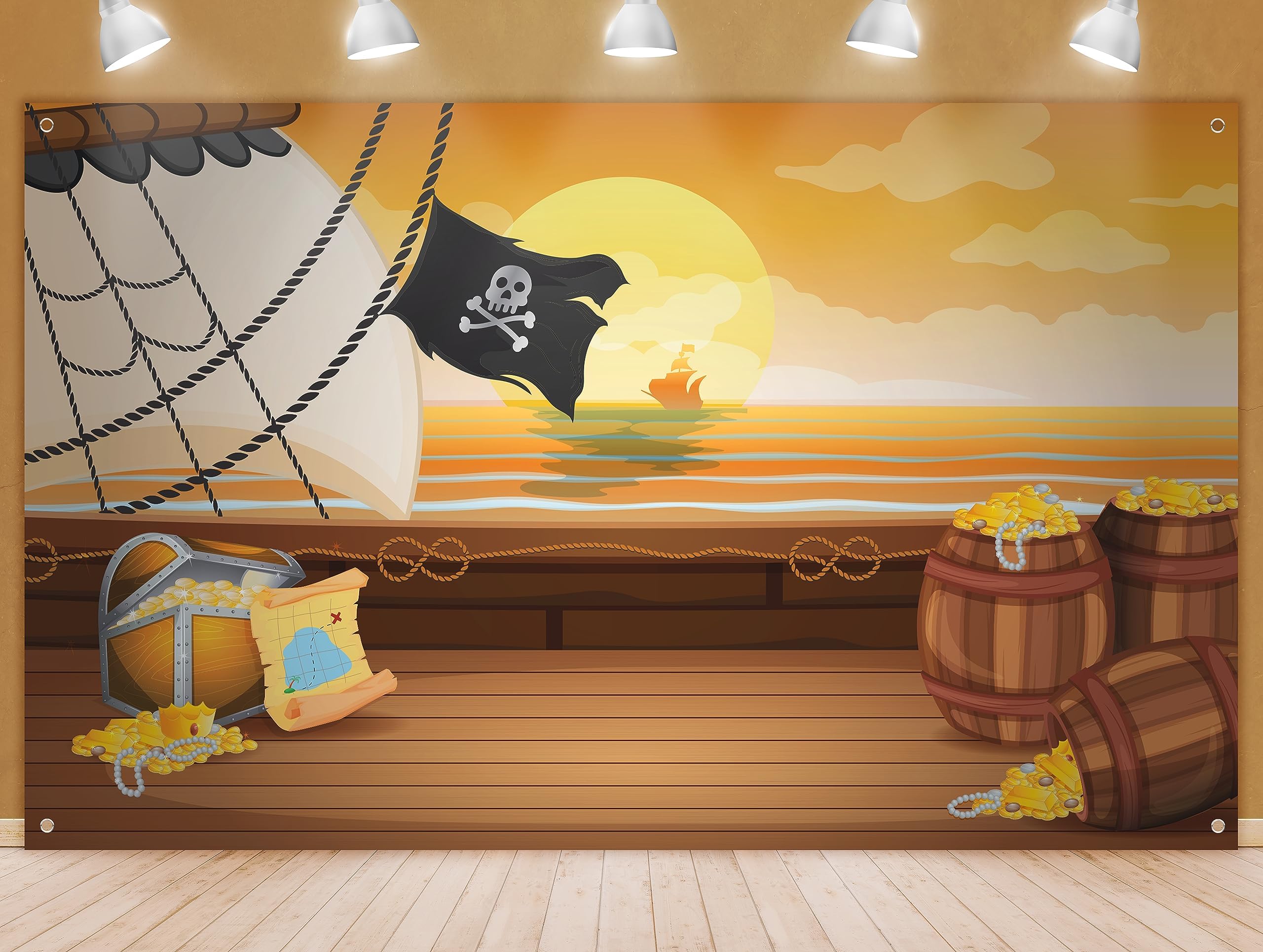Amazon.com : Pirate Party Backdrop - Ahoy Nautical Theme Studio ...