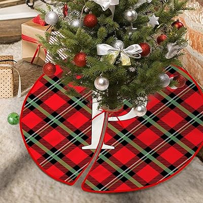 Christmas Tree Skirt Snowflake Red Faux Fur Tree Skirt 36 Inch Tree ...