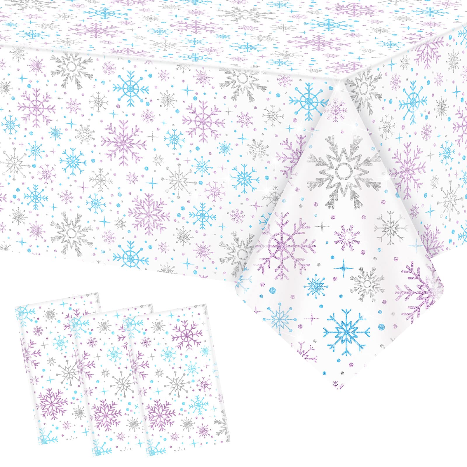 Amazon.com: Jecery 3 Pcs Winter Snowflake Tablecloth Birthday Party ...