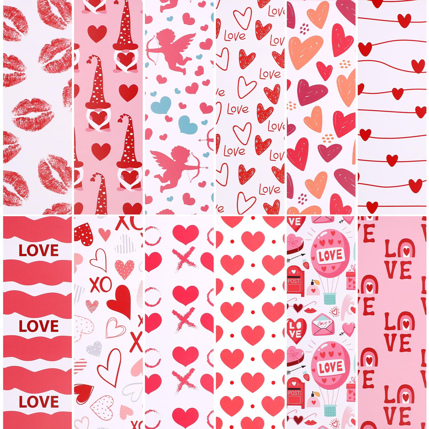 Amazon.com : 60pcs Valentine's Day Pattern Papers, 12 Design Heart Pink ...