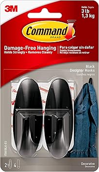 Amazon.com: Command Medium Designer Hooks, Black, 2-Hooks, 4-Strips ...