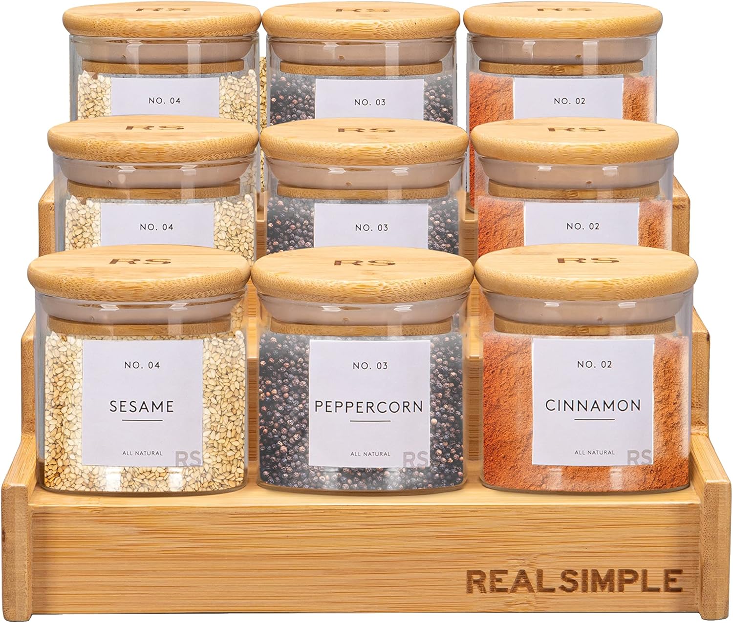 Amazon.com: REAL SIMPLE Glass Spice Jars with Bamboo Airtight Lids ...