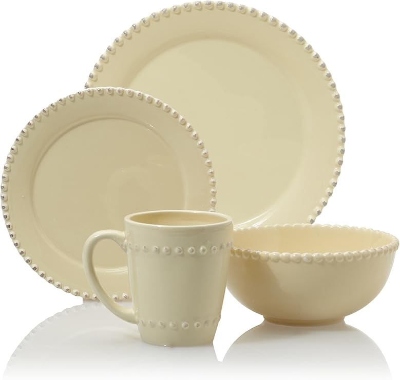 Amazon.com | American Atelier Bianca Bead 16-Piece Dinnerware Set ...