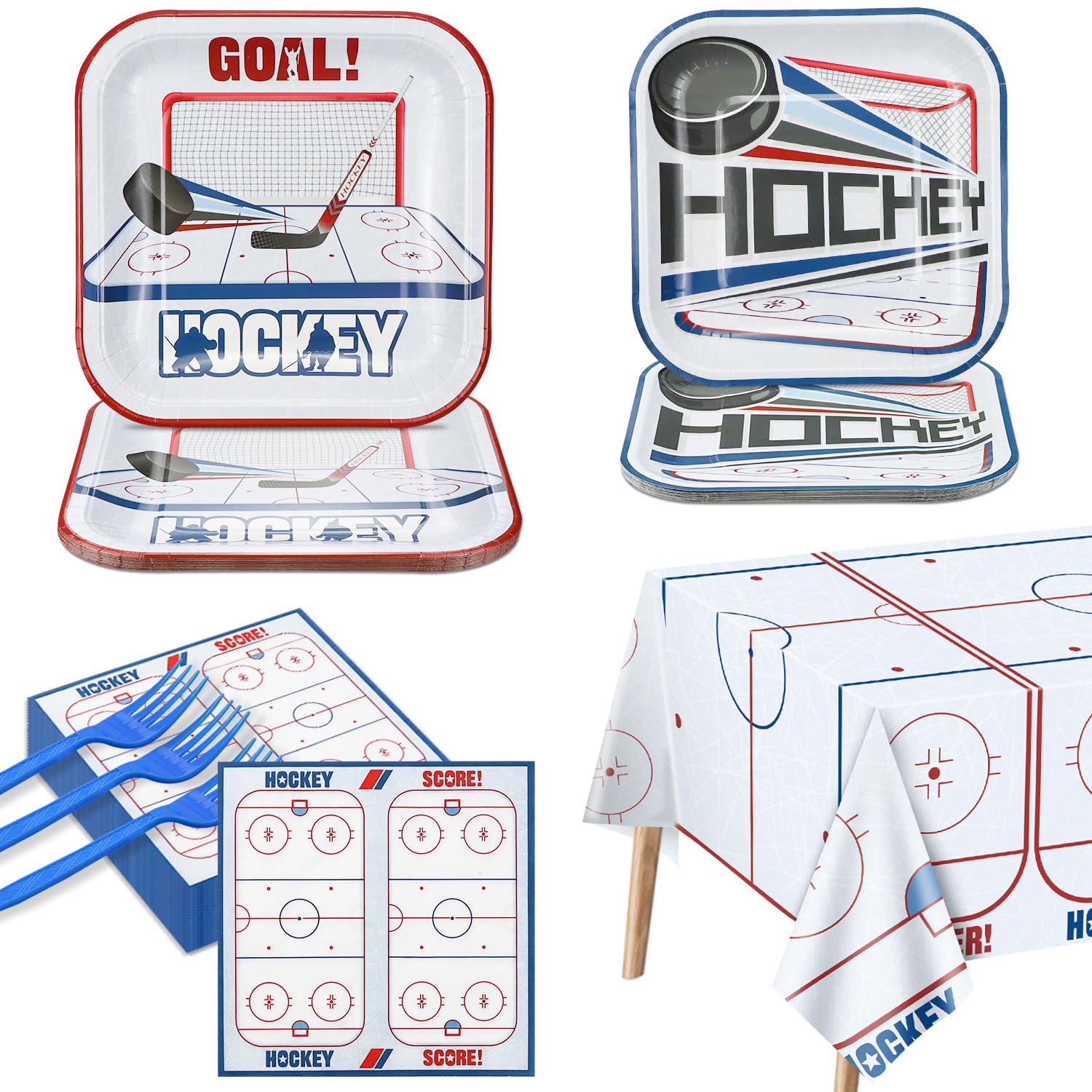 Amazon.com: Hockey Birthday Decorations - 81Pcs Tableware Pack ...