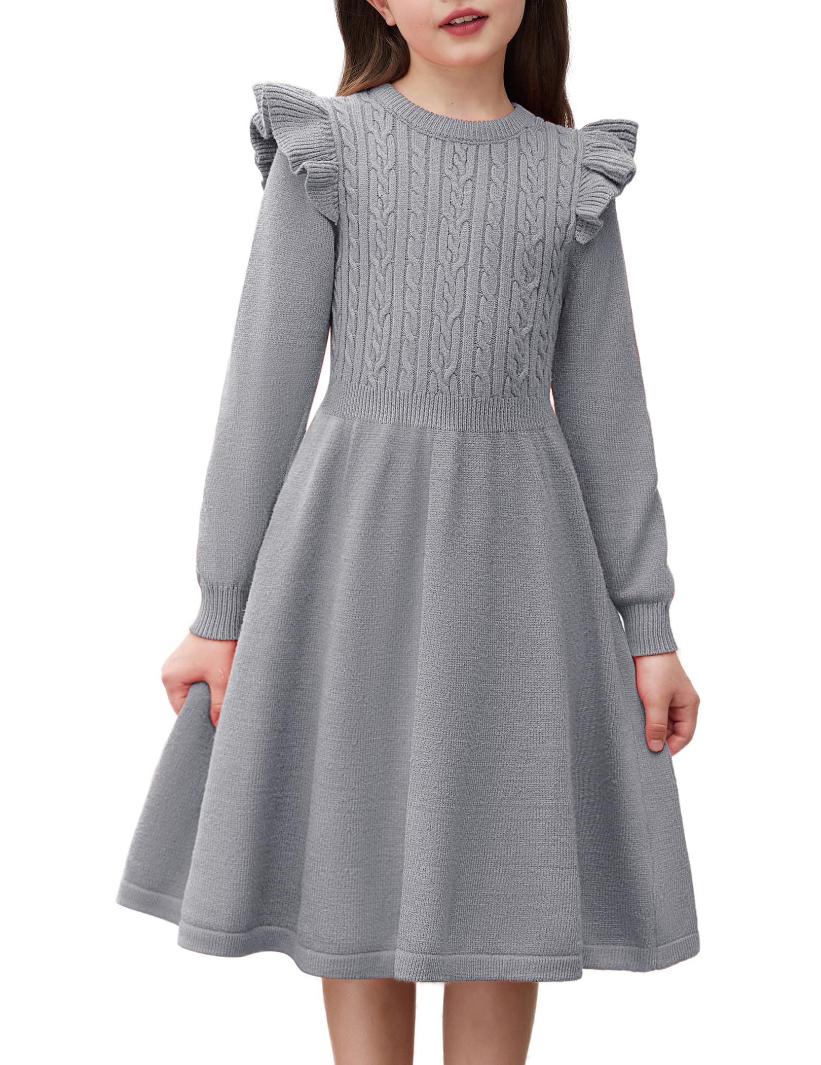 Amazon.com: Arshiner Girls Sweater Dress Fall Winter Lantern Long ...