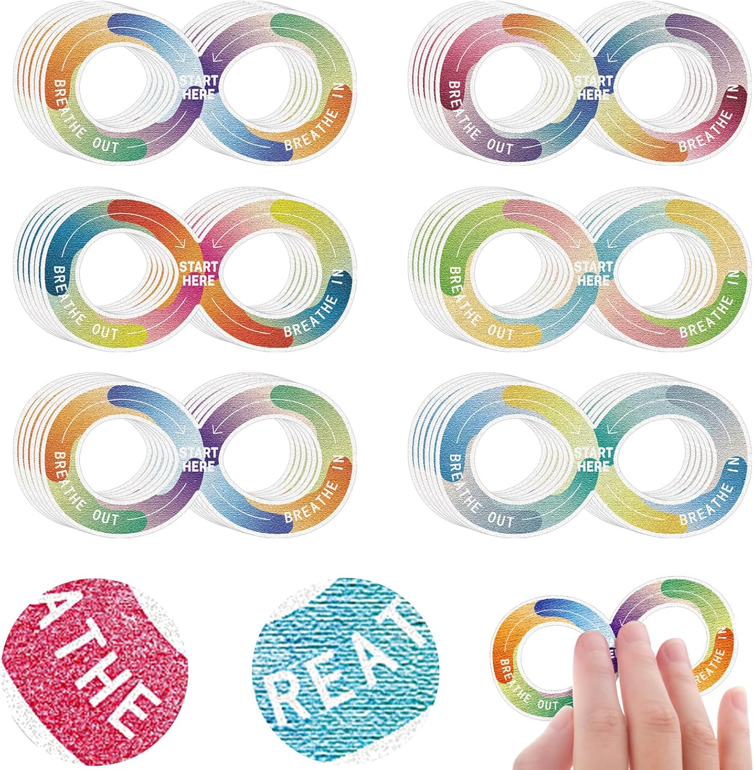Amazon.com: 36 Pcs Sensory Strips Infinity Rainbow Anxiety Mindfulness ...