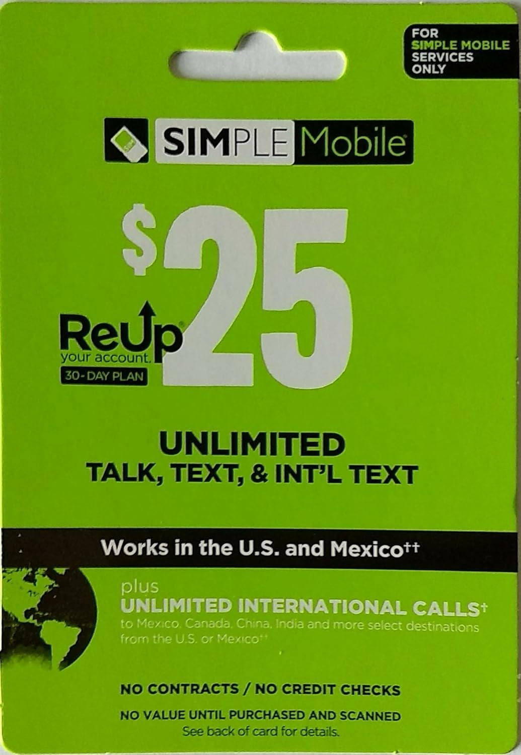 Amazon.com: Simple Mobile Prepaid Refill Card $25 : Cell Phones ...