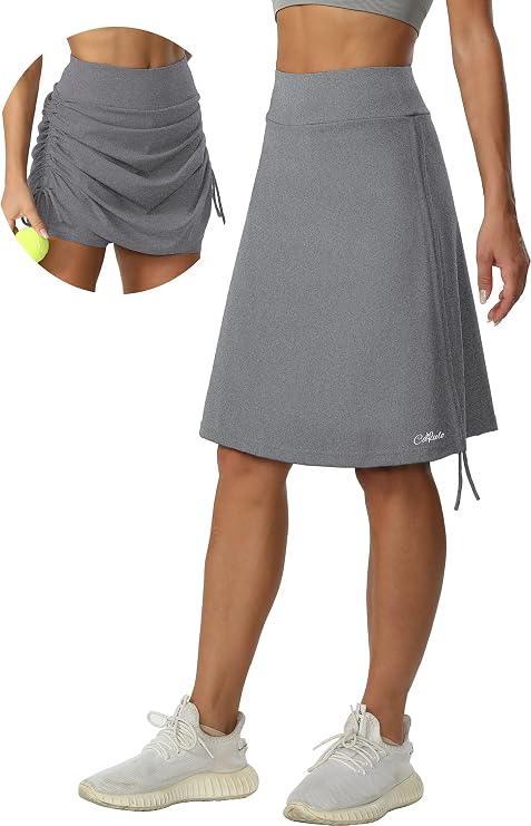 Cakulo Women's 20" Knee Length Skorts Skirts Drawstring Long Tennis ...