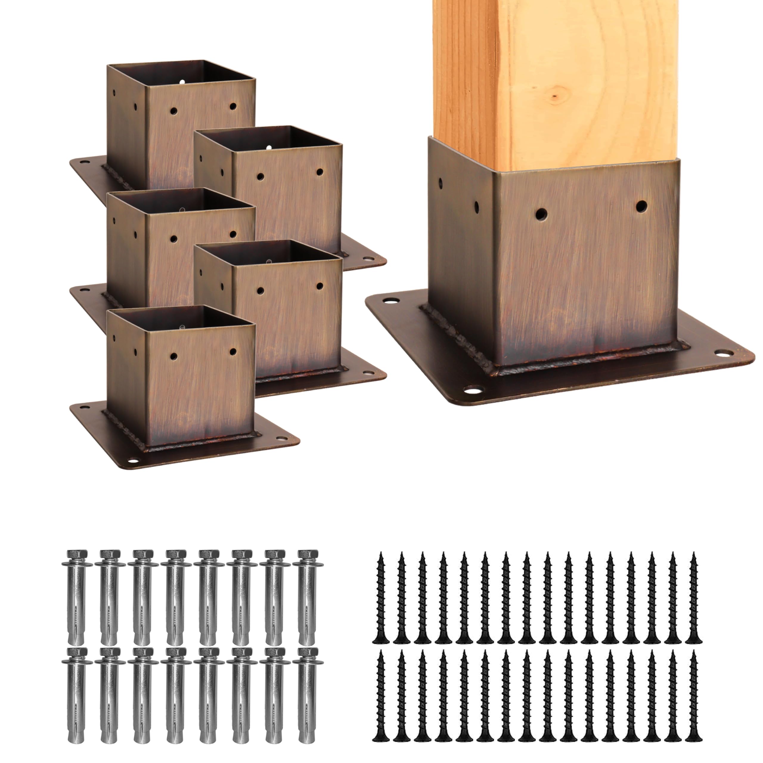 Snapklik.com : 6 PCS Metal 44 Post Base Post Base Brackets,Inner Size ...