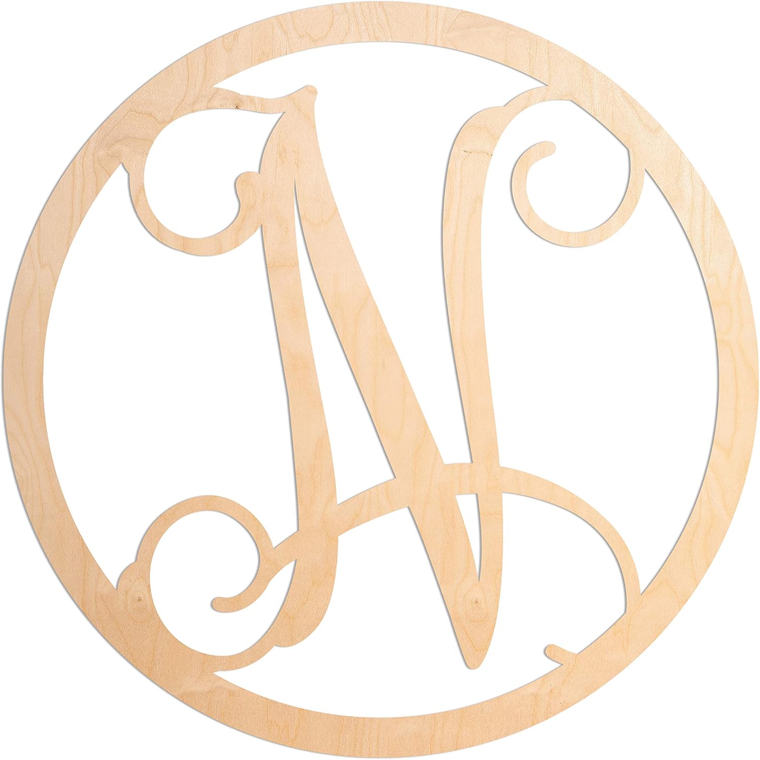 Amazon.com: UNFINISHEDWOODCO Single Letter Circle Monogram-N, 19-Inch ...