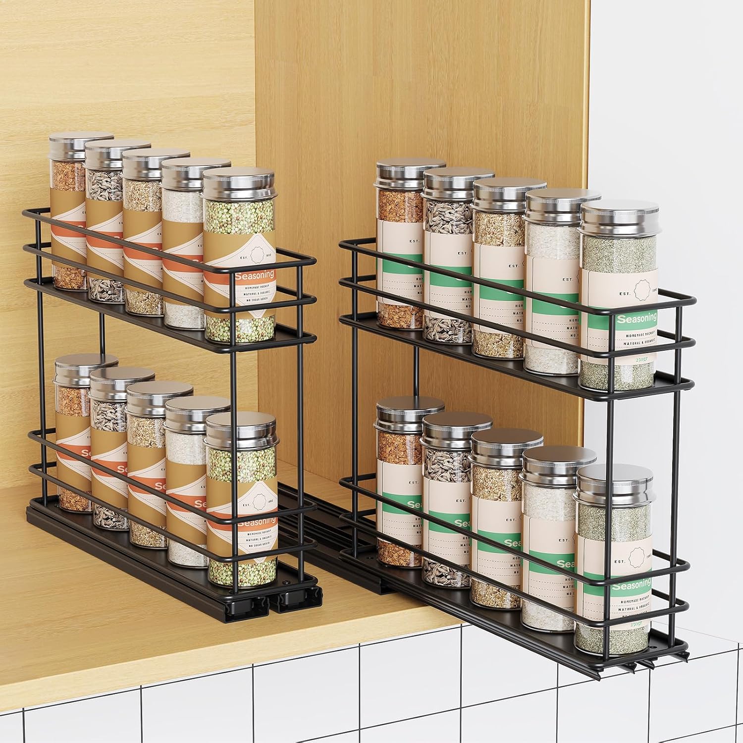 Amazon.com: Mystozer Pull Out Spice Rack Organizer for Cabinet, Slide ...