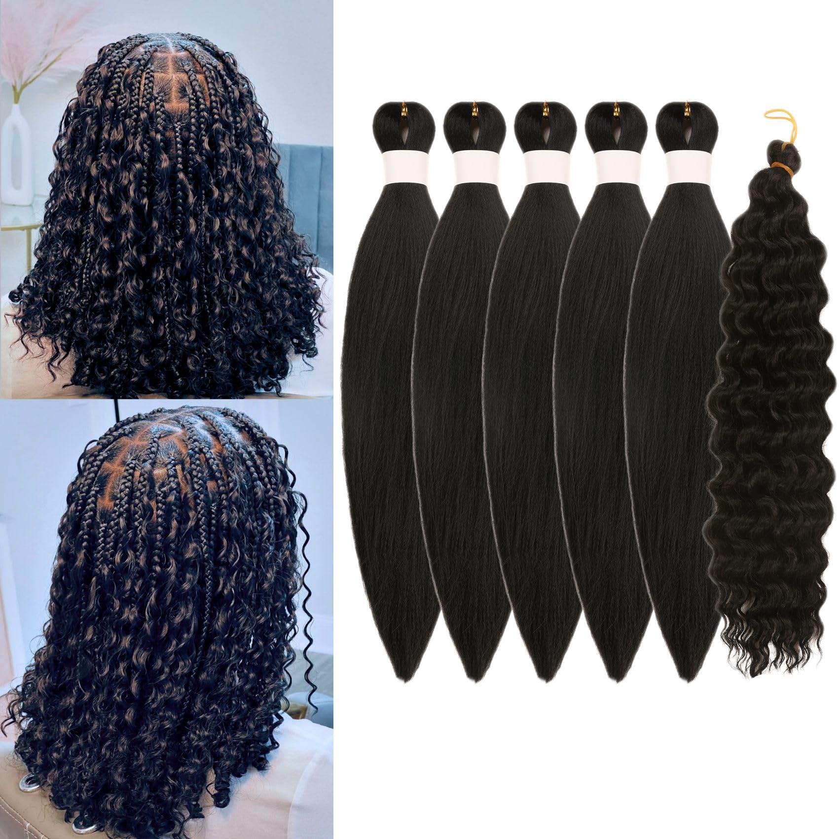 Amazon.com : Short Black Braiding Hair Pre Stretched Knotless Braiding ...