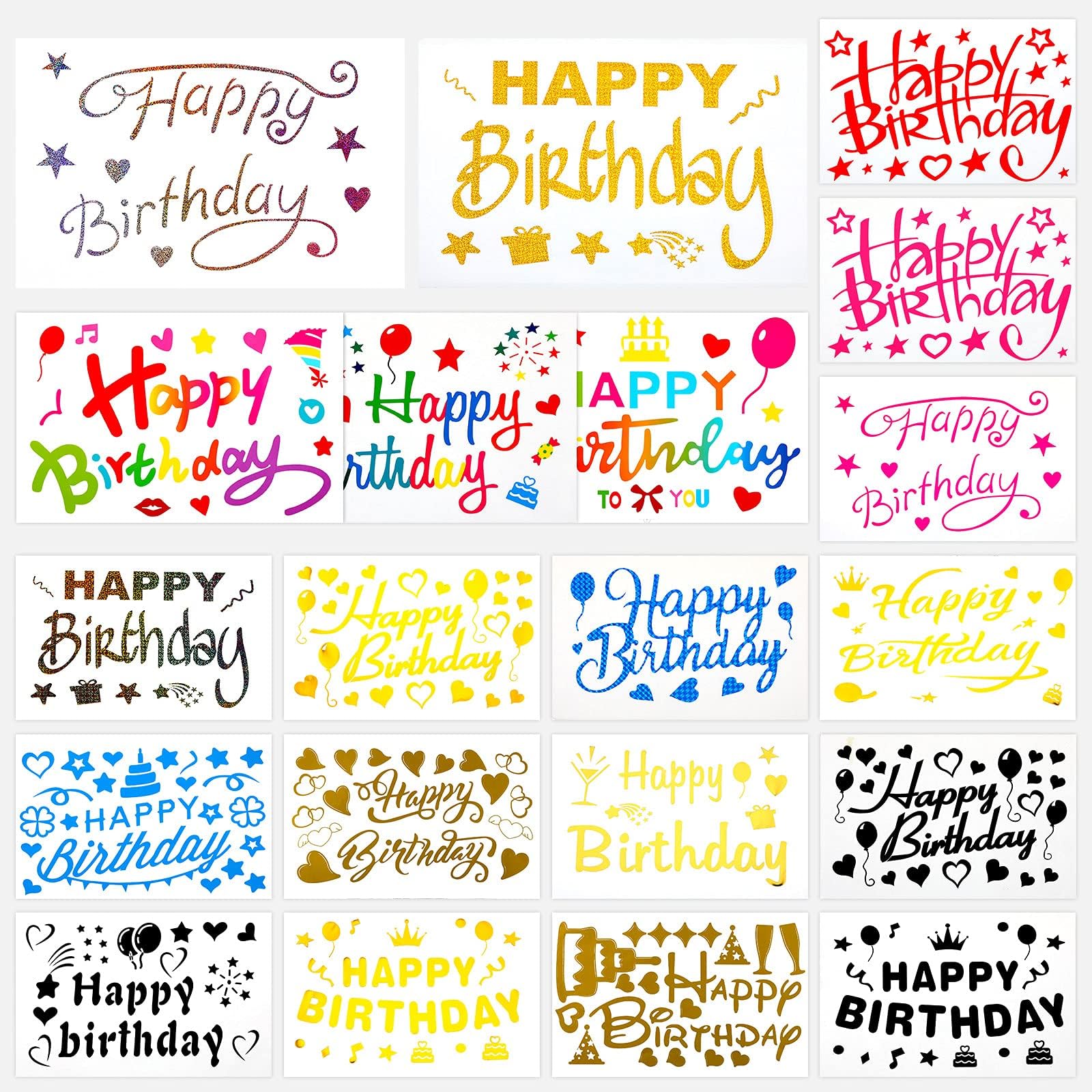 Amazon.com: 16 Pcs Happy Birthday Bobo Balloon Stickers, Bubble Balloon ...