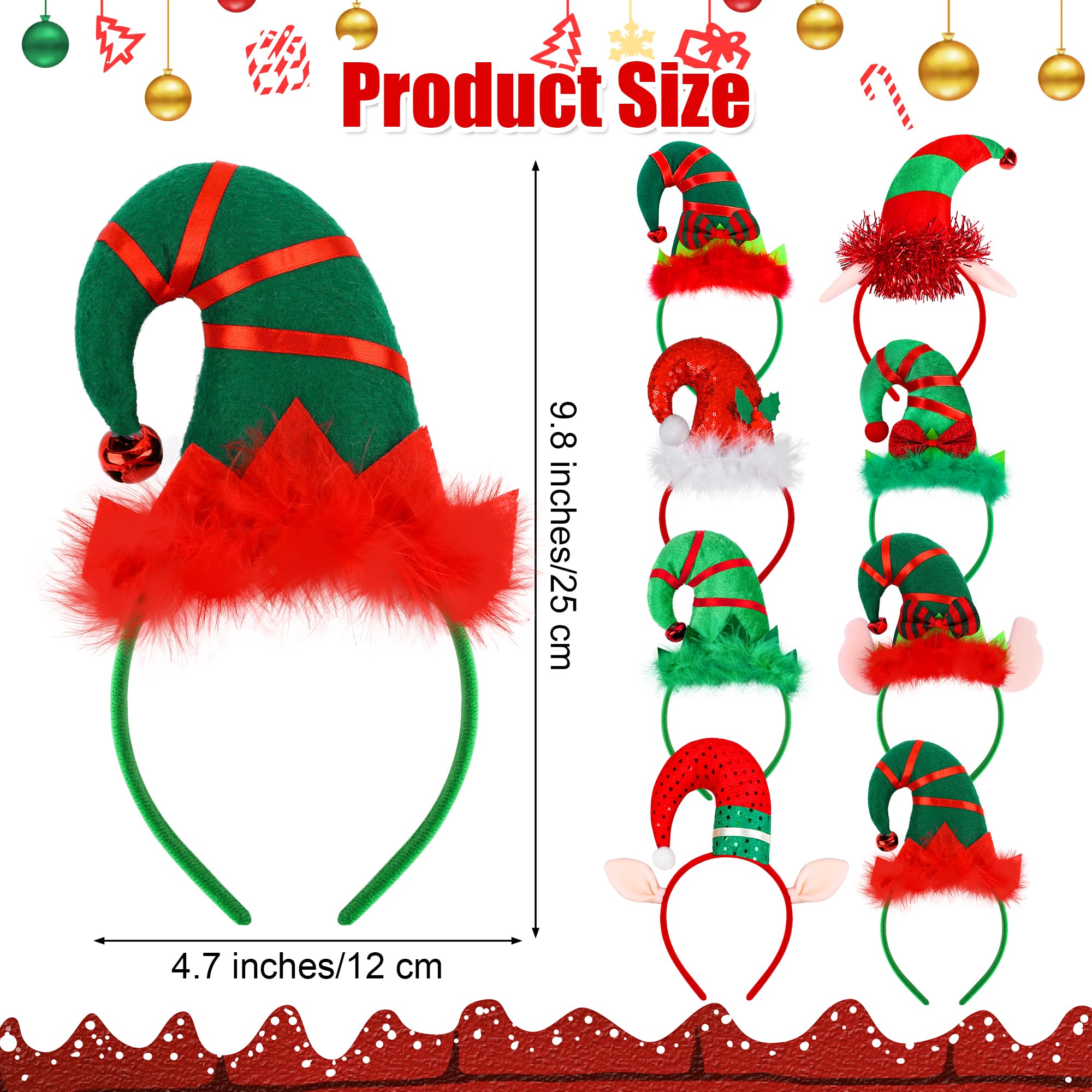 Snapklik.com : 8 Pack Christmas Headbands Cute Elf Hat Costume Headwear ...