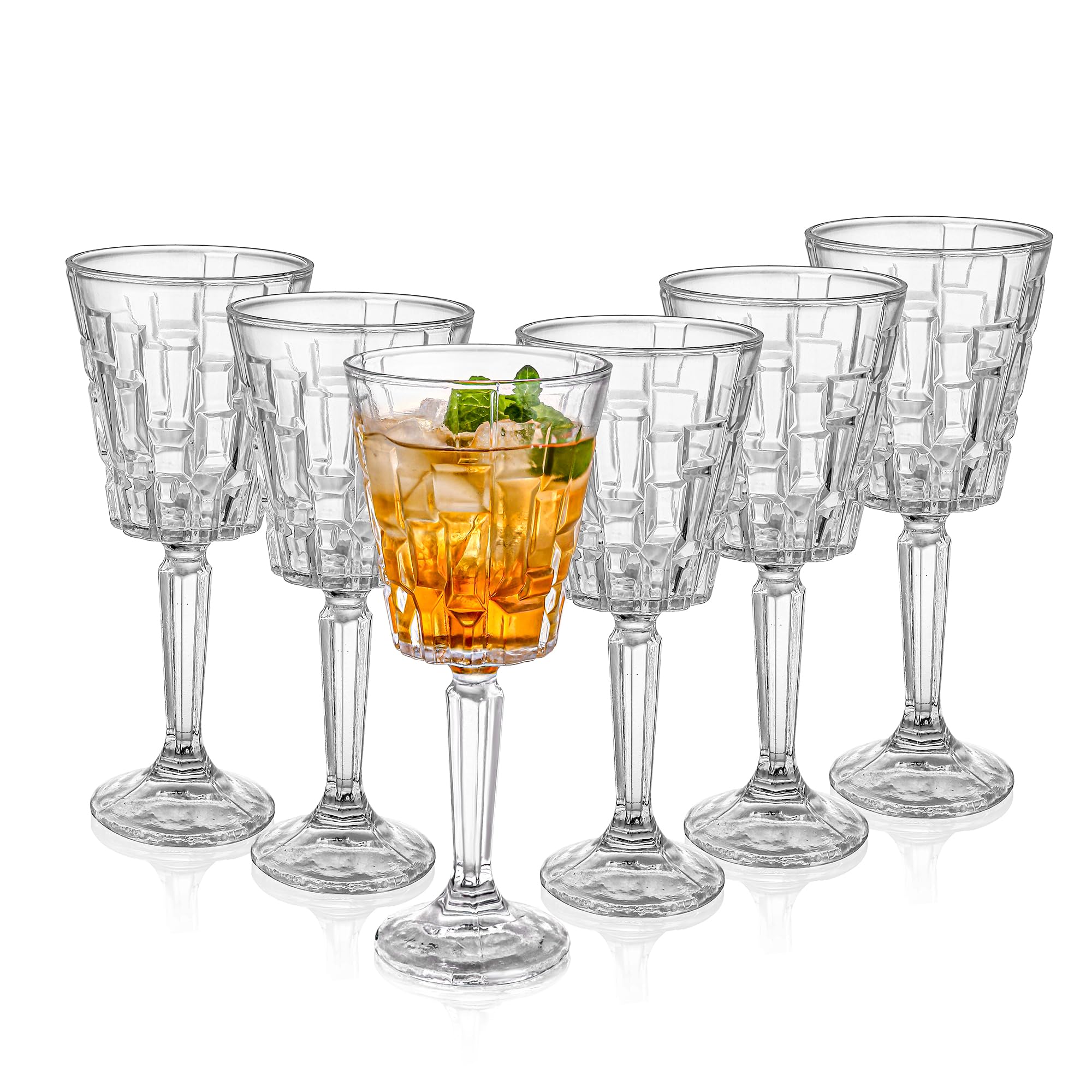 Amazon.com | kanpura Clear Glass Goblets Set of 6 7oz Lead-Free Water ...