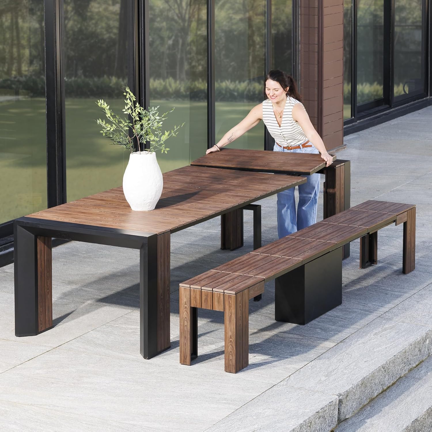 Amazon.com: Transformer Table Outdoor Patio Furniture Set for 2 to 12 ...