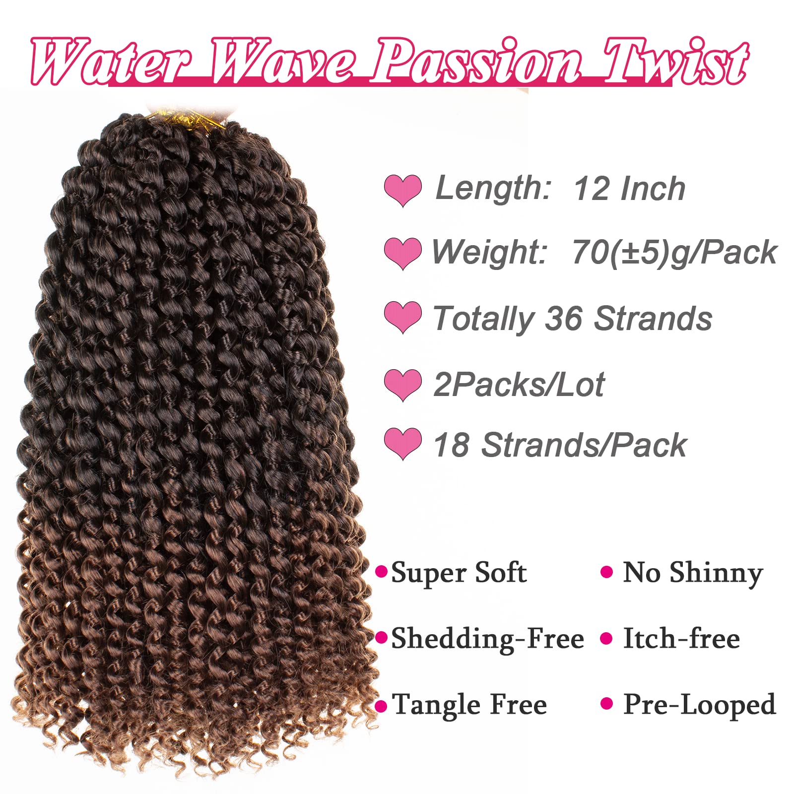 Snapklik.com : 2 Packs Ombre Brown Short Passion Twist Hair Pre Looped ...