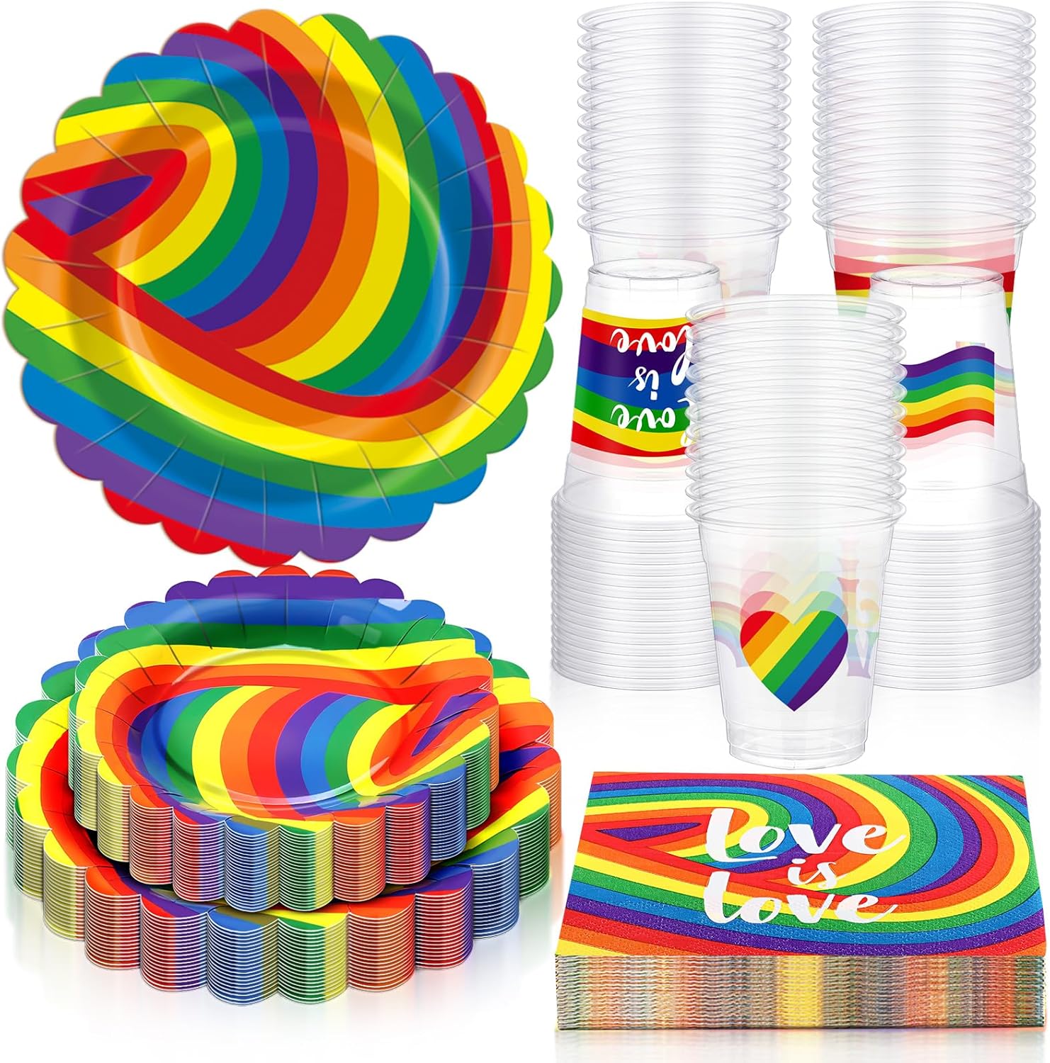 Amazon.com: RimCereal 146 Pieces Pride Party Supplies Set 50 Gay Paper ...