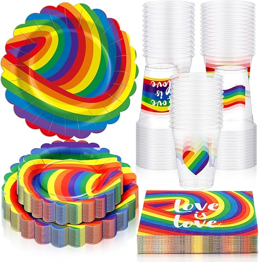 Amazon.com: RimCereal 146 Pieces Pride Party Supplies Set 50 Gay Paper ...