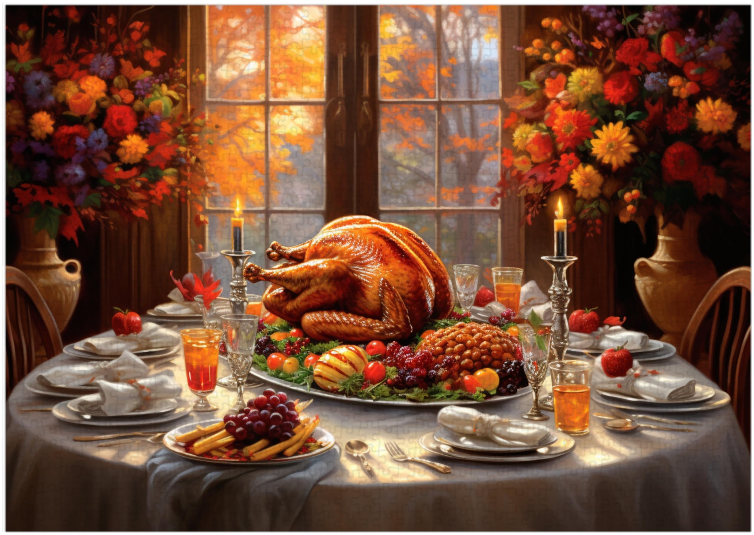 Amazon.com: Thanksgiving Dinner Jigsaw Puzzle 300/500/1000 Piece ...