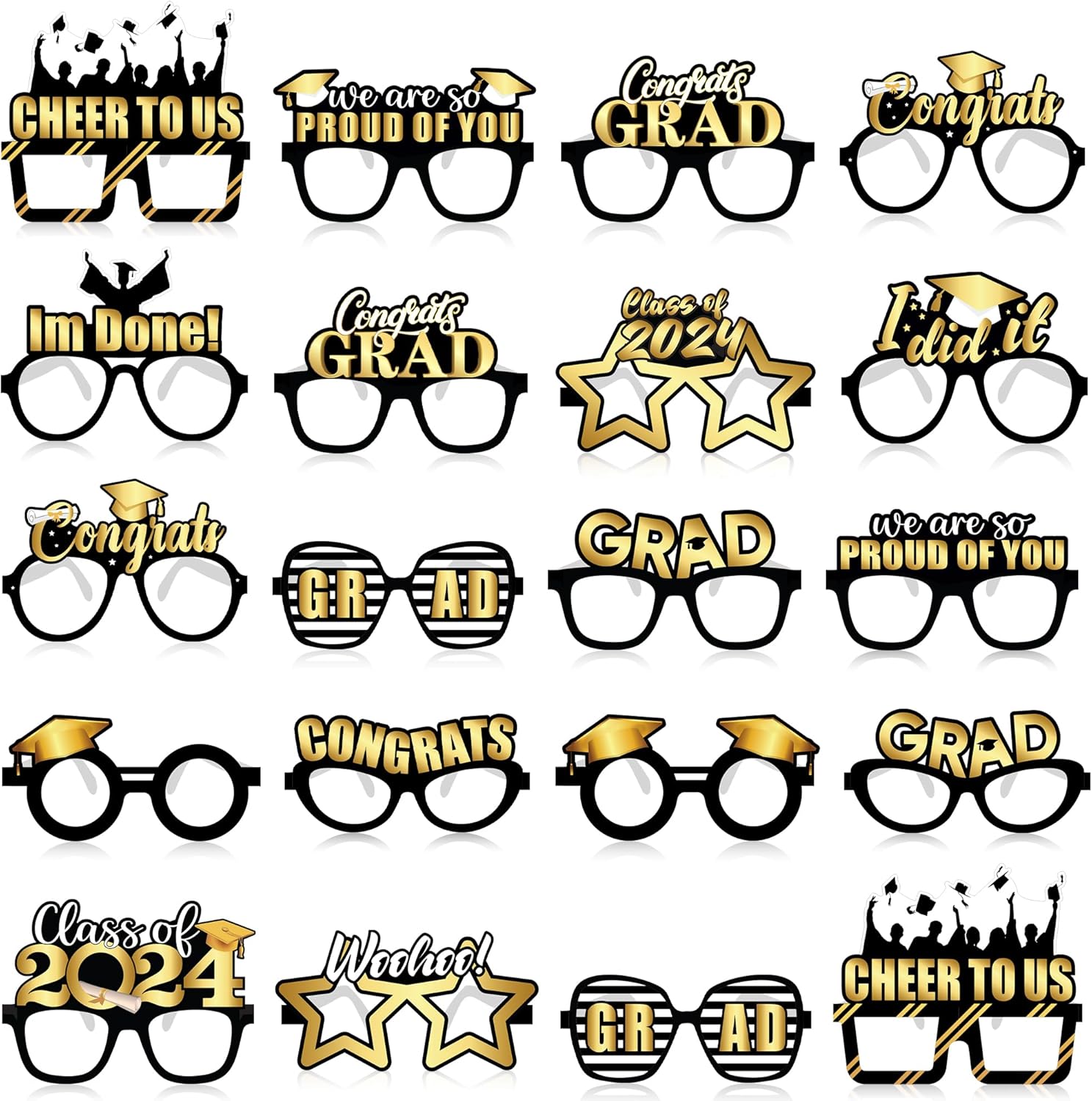 Amazon.com: KatchOn, Black and Gold Graduation Glasses 2024 - Pack of ...