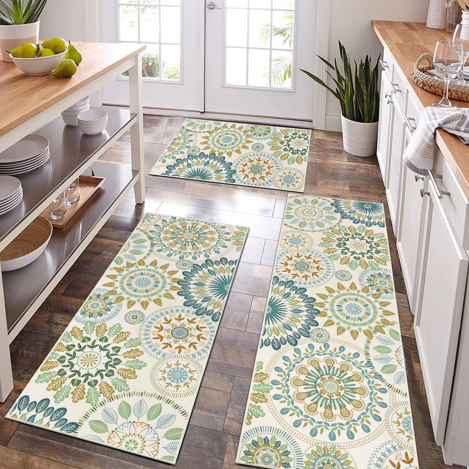 Amazon.com: Pauwer Boho Kitchen Rugs Sets of 3 Farmhouse Kitchen Runner ...