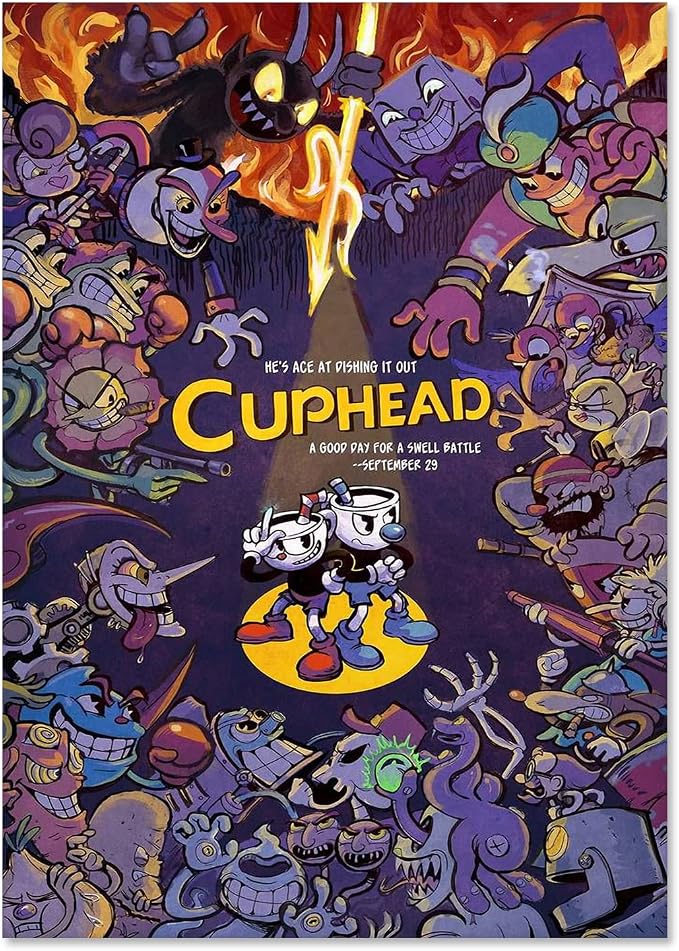 Amazon.com: Art Posters Print 16X24 Inch Wall Picture Decor Cuphead ...
