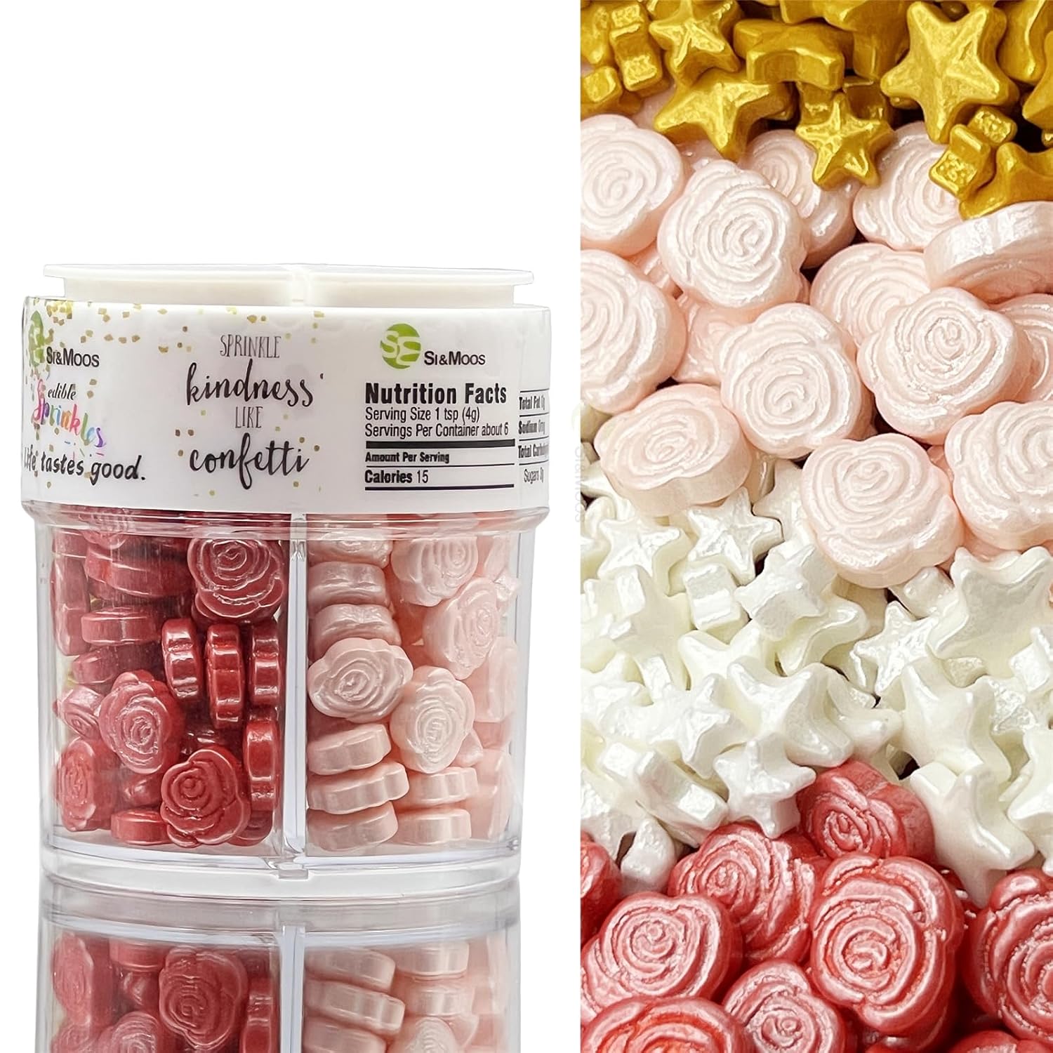 Amazon.com: SE Si&Moos Gold and White Star Sprinkles Red and Pink Rose ...