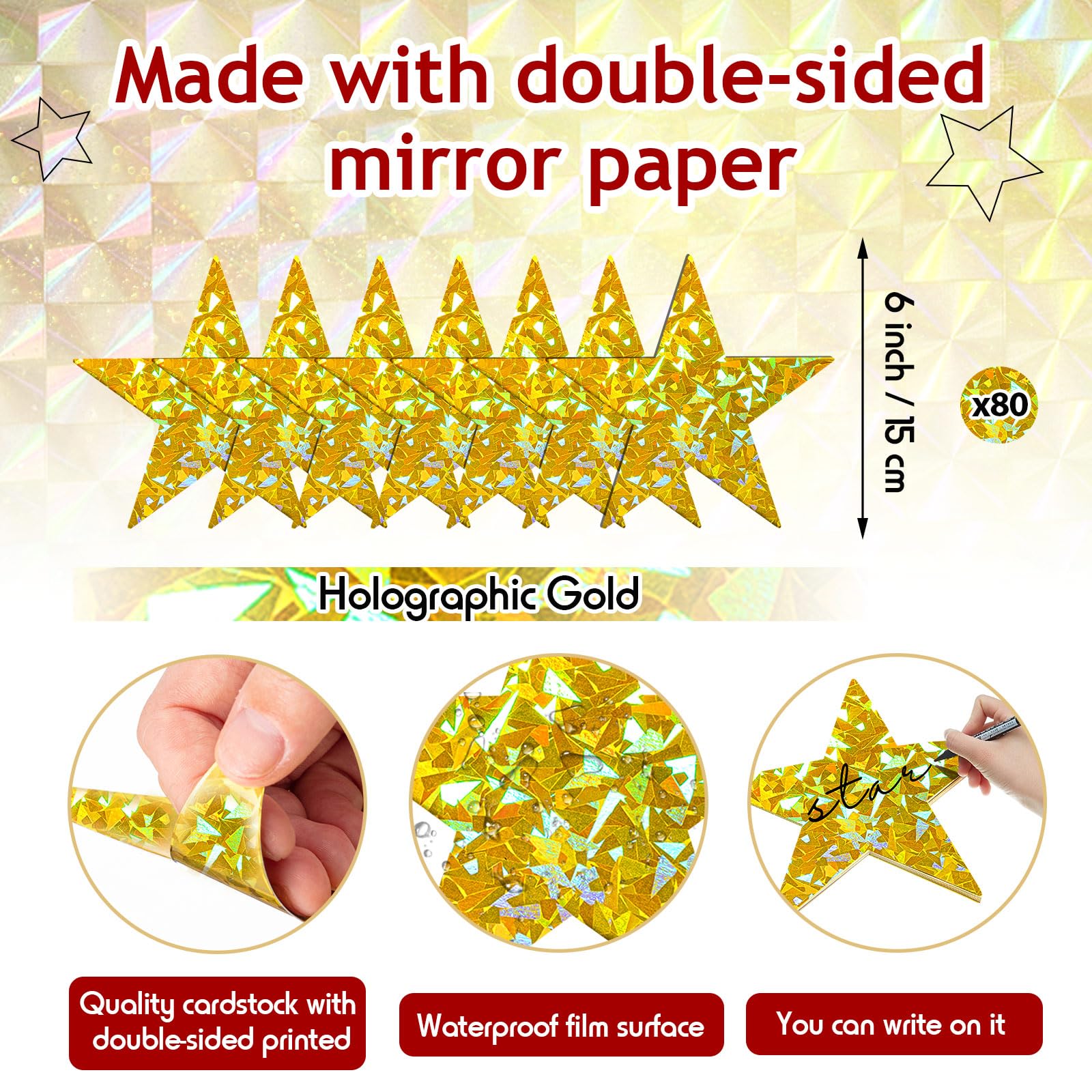 Snapklik.com : Leinuosen 80 Pieces Stars Cutouts Glitter Double Printed ...