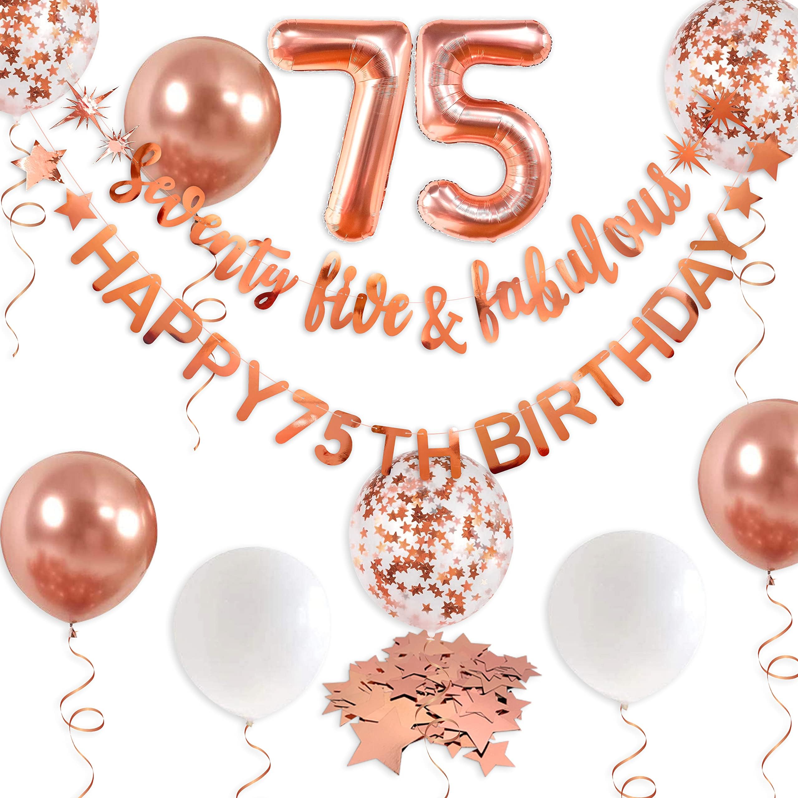 Amazon.com: Rose Gold Seventy Five & Fabulous Happy 75th Birthday ...