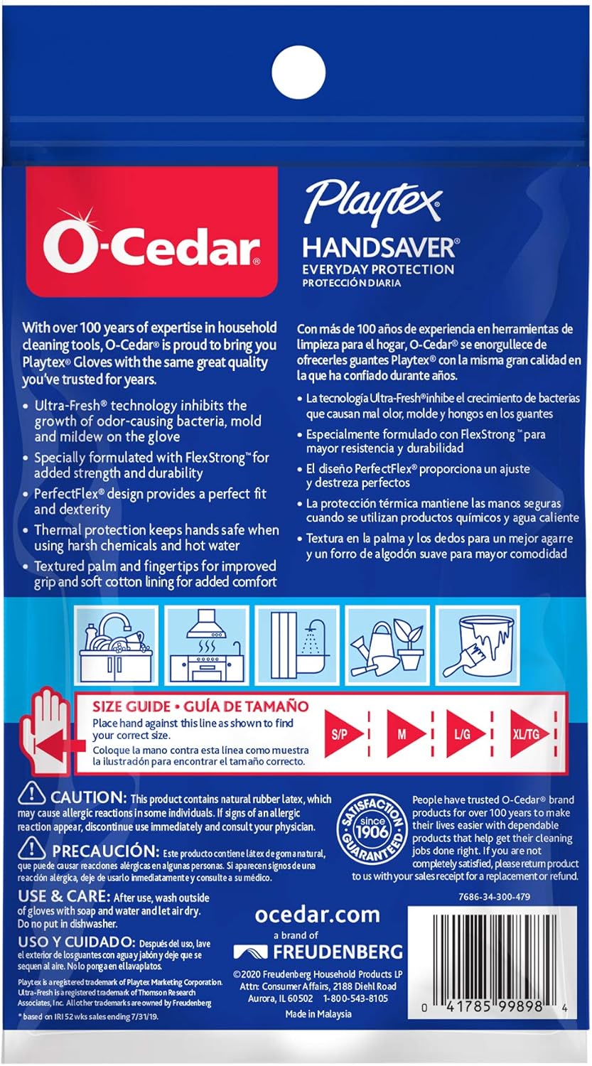 Playtex HandSaver Rubber Gloves for Kitchen and Household Cleaning 6 ...