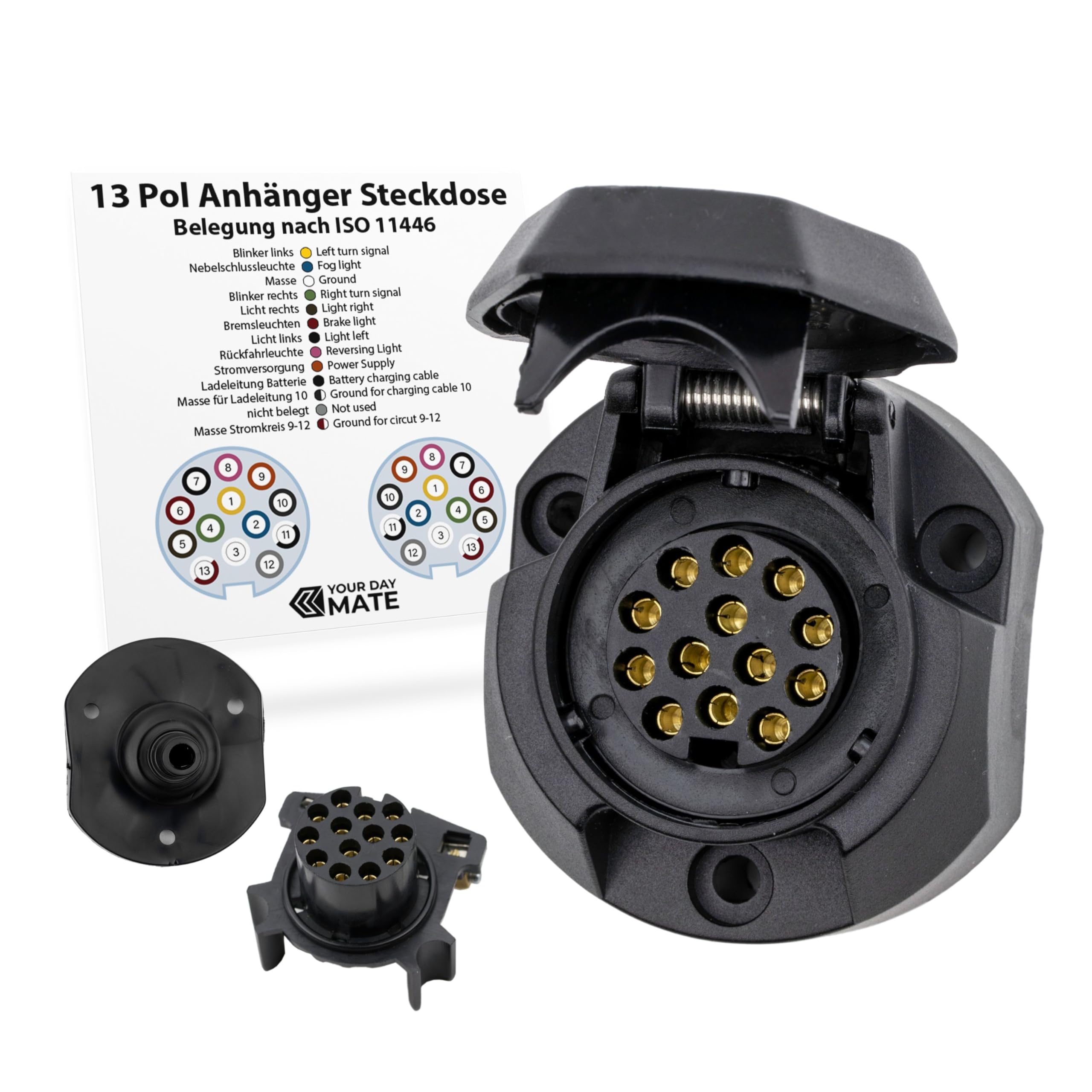 13+1 polige Steckdose, 1 Pack, Hartplastik-Gehäuse, mit ...