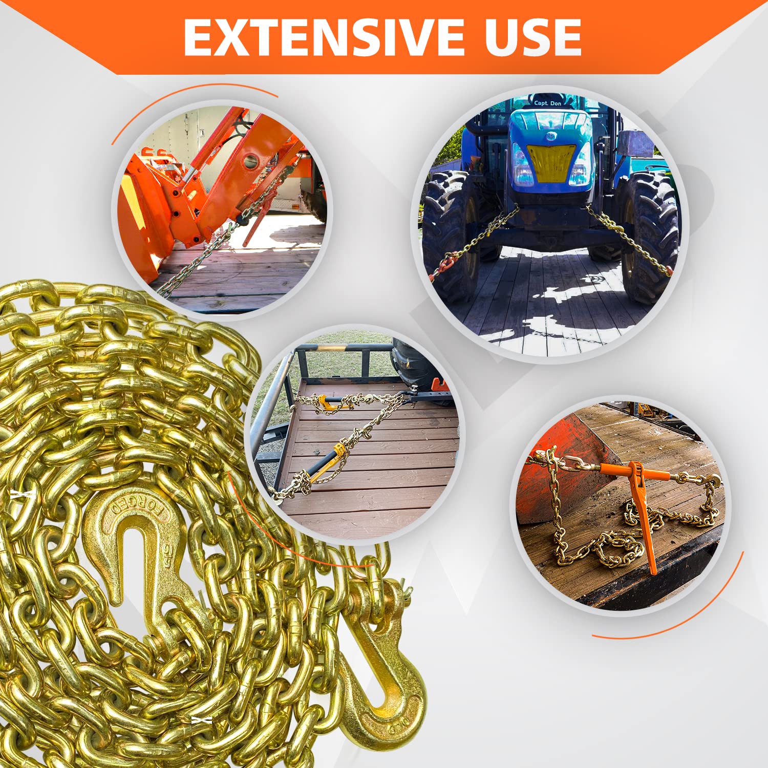 YATOINTO G80 Transport Binder Chain 5/16 Inch x 16 Foot Safety/Binder ...