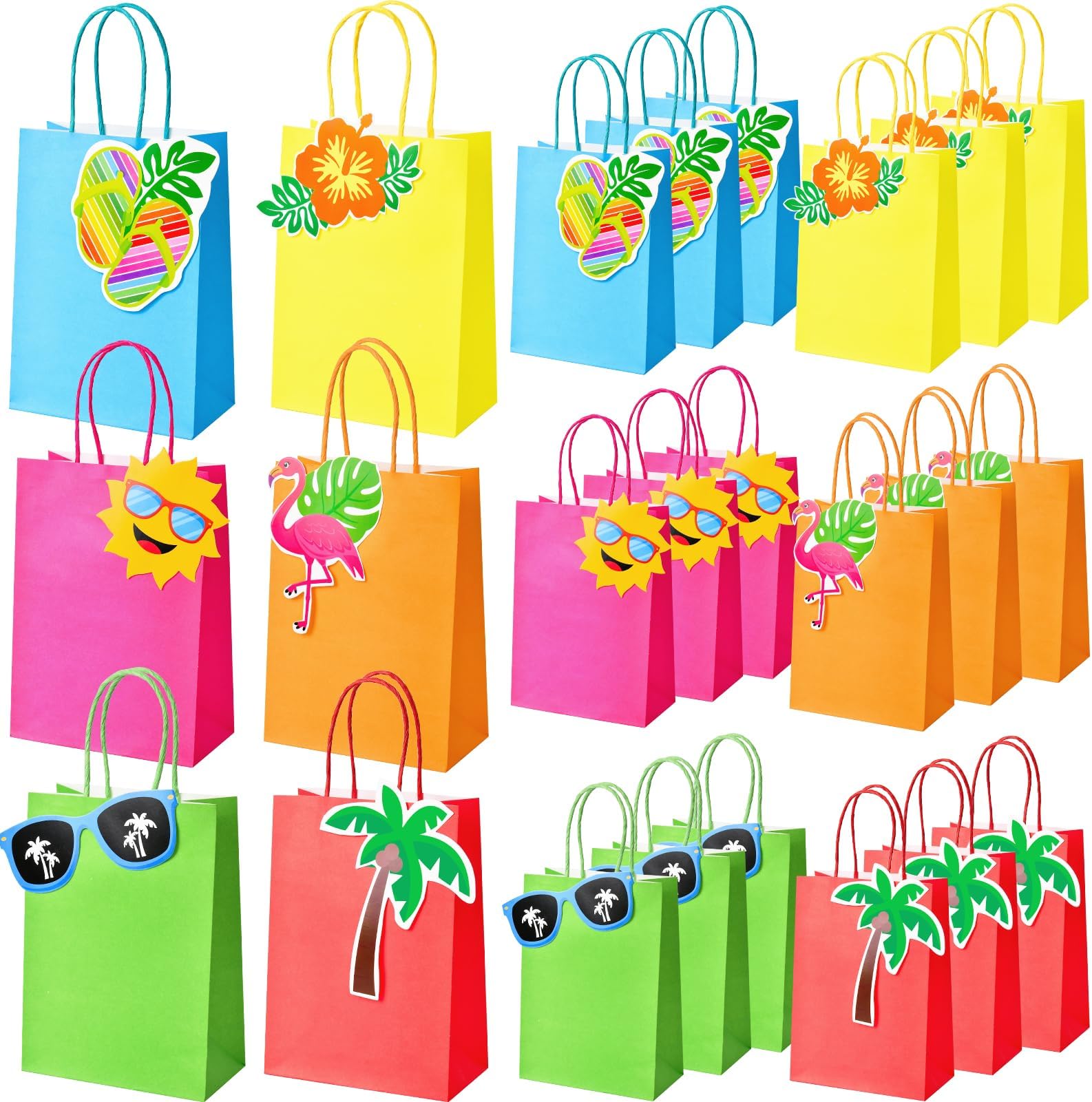 Amazon.com: PerKoop 12 Pcs Hawaiian Gift Bags Aloha Luau Summer Themed ...