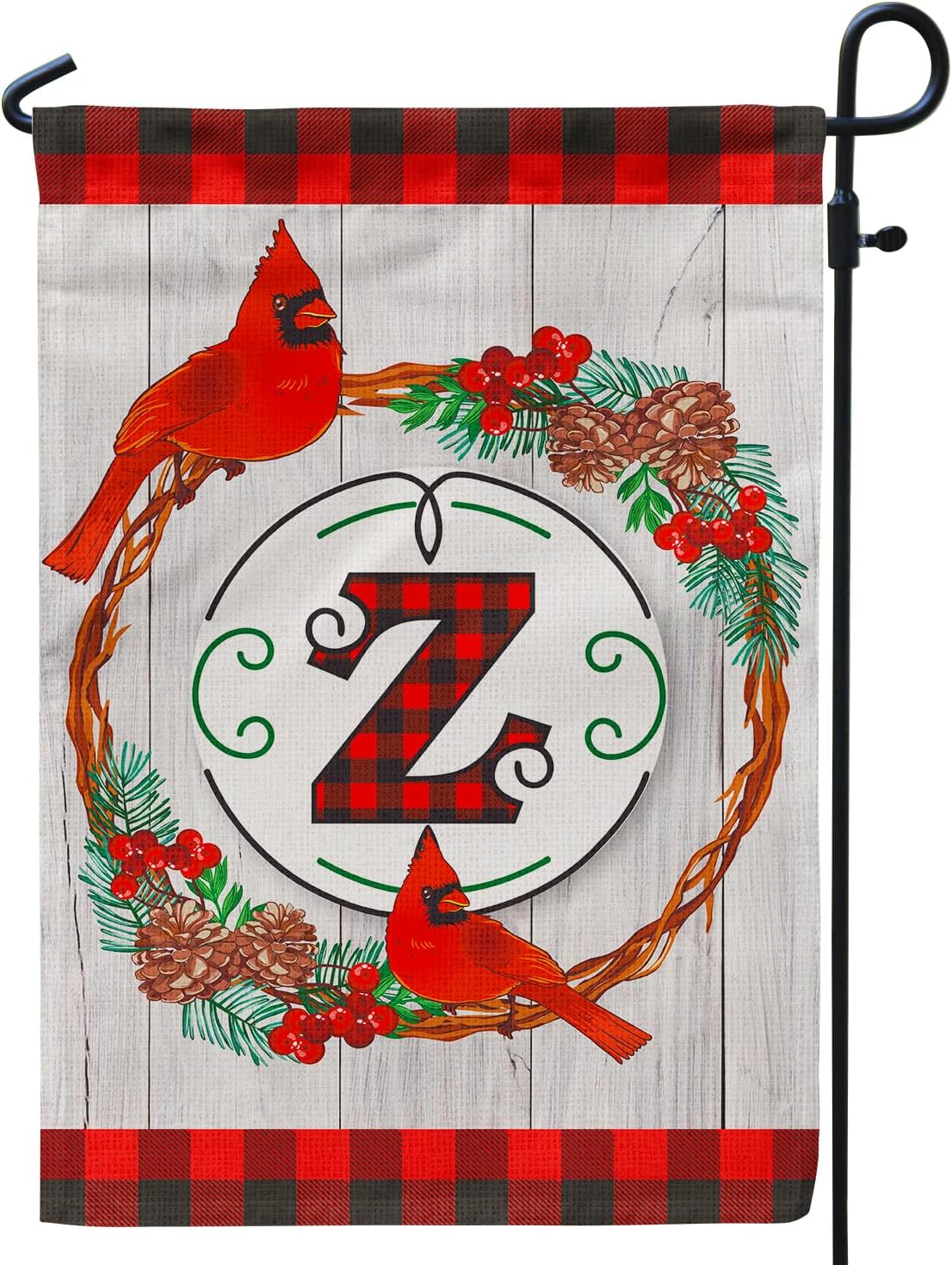 Amazon.com : Monogram Letter Z Cardinal bird Garden Flag, Winter ...