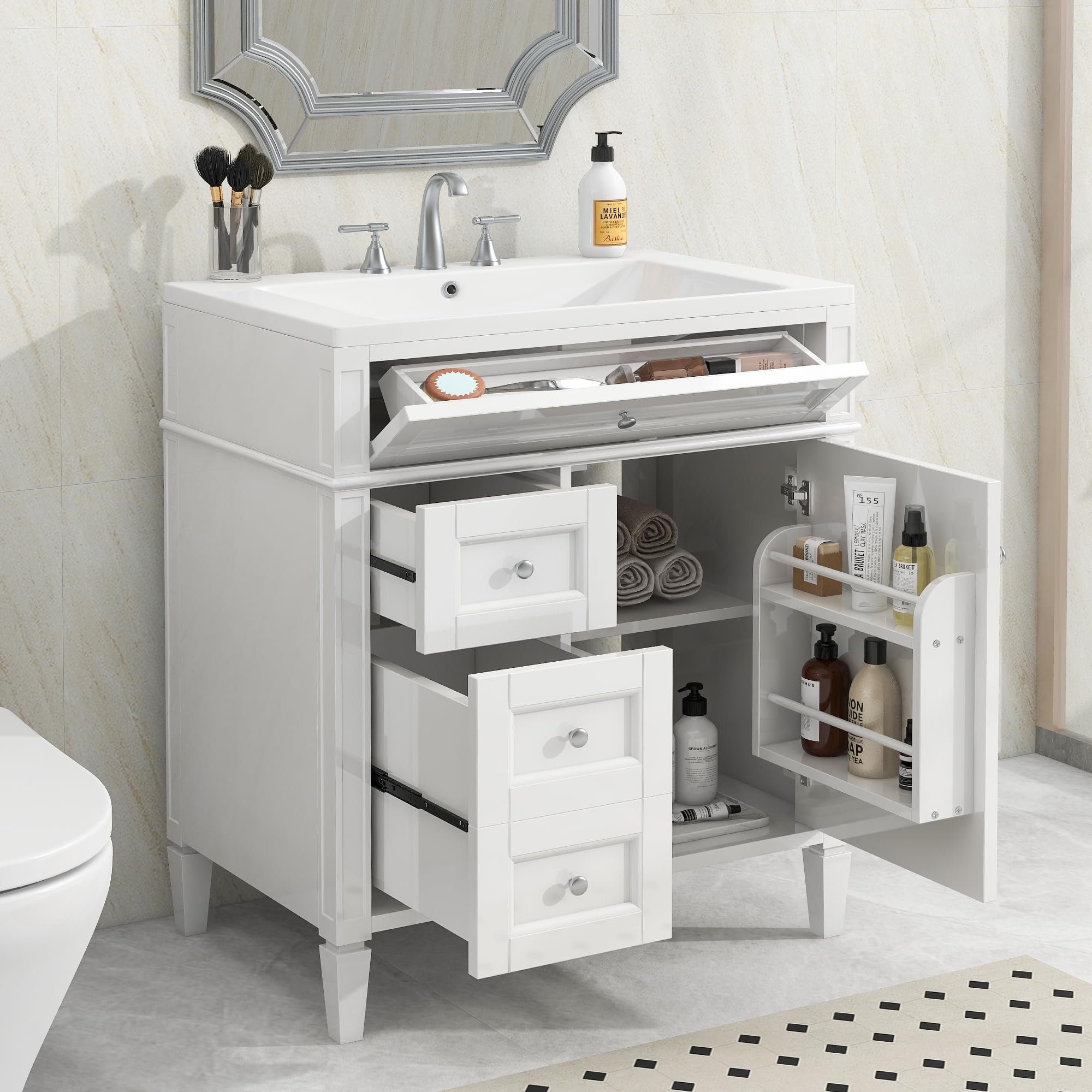 Amazon.com: Merax 30" Bathroom Vanity with Single Sink, Combo Cabinet ...