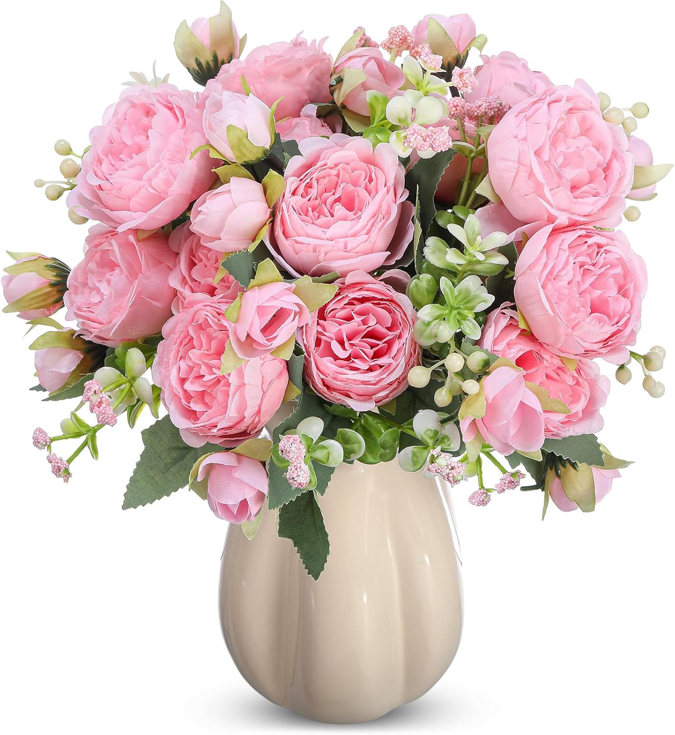 Amazon.com: Crowye 4 Bundles Artificial Peonies Faux Flowers Wedding ...