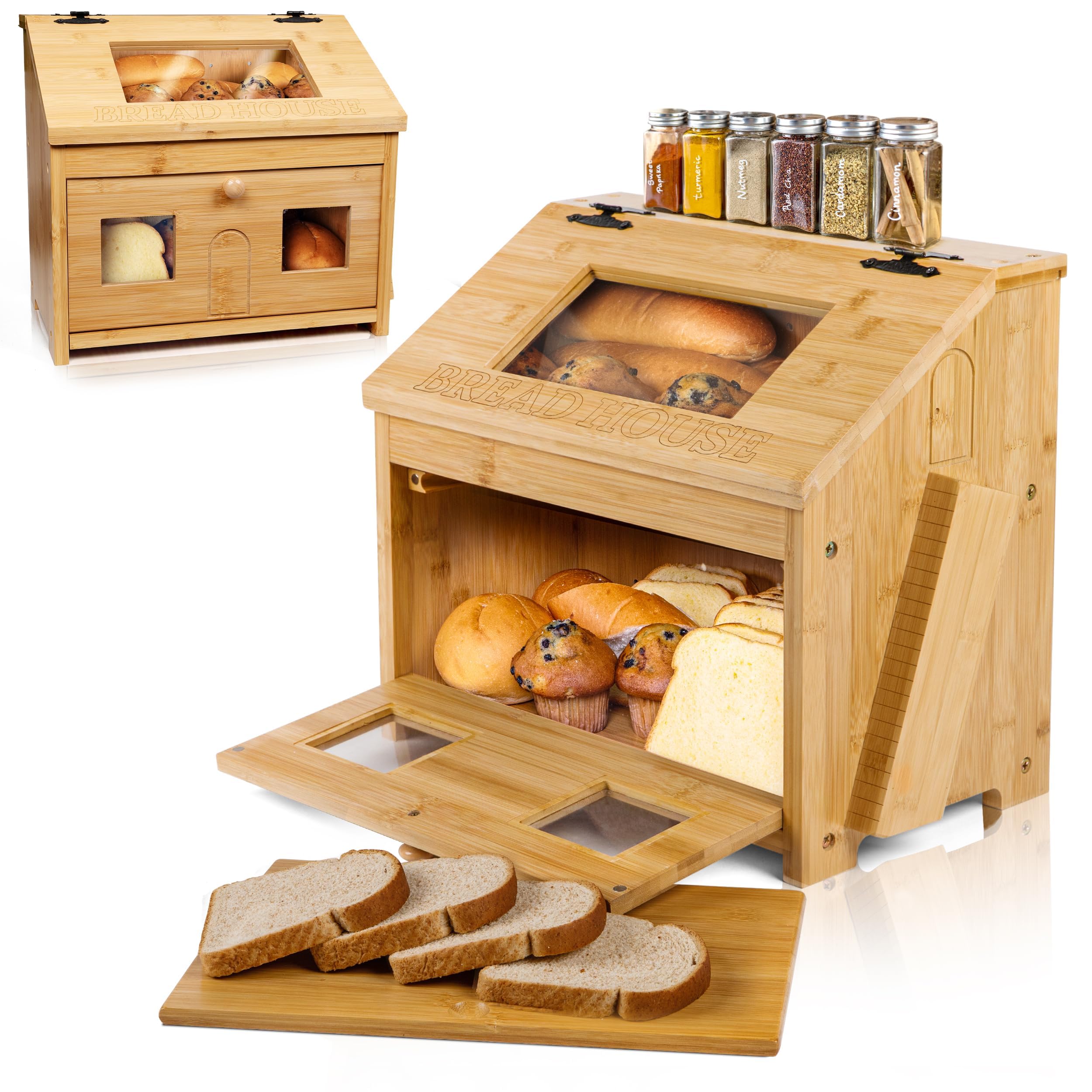 Amazon.com: 3J2 Discoveries Bread Box for Kitchen Countertop – Large ...