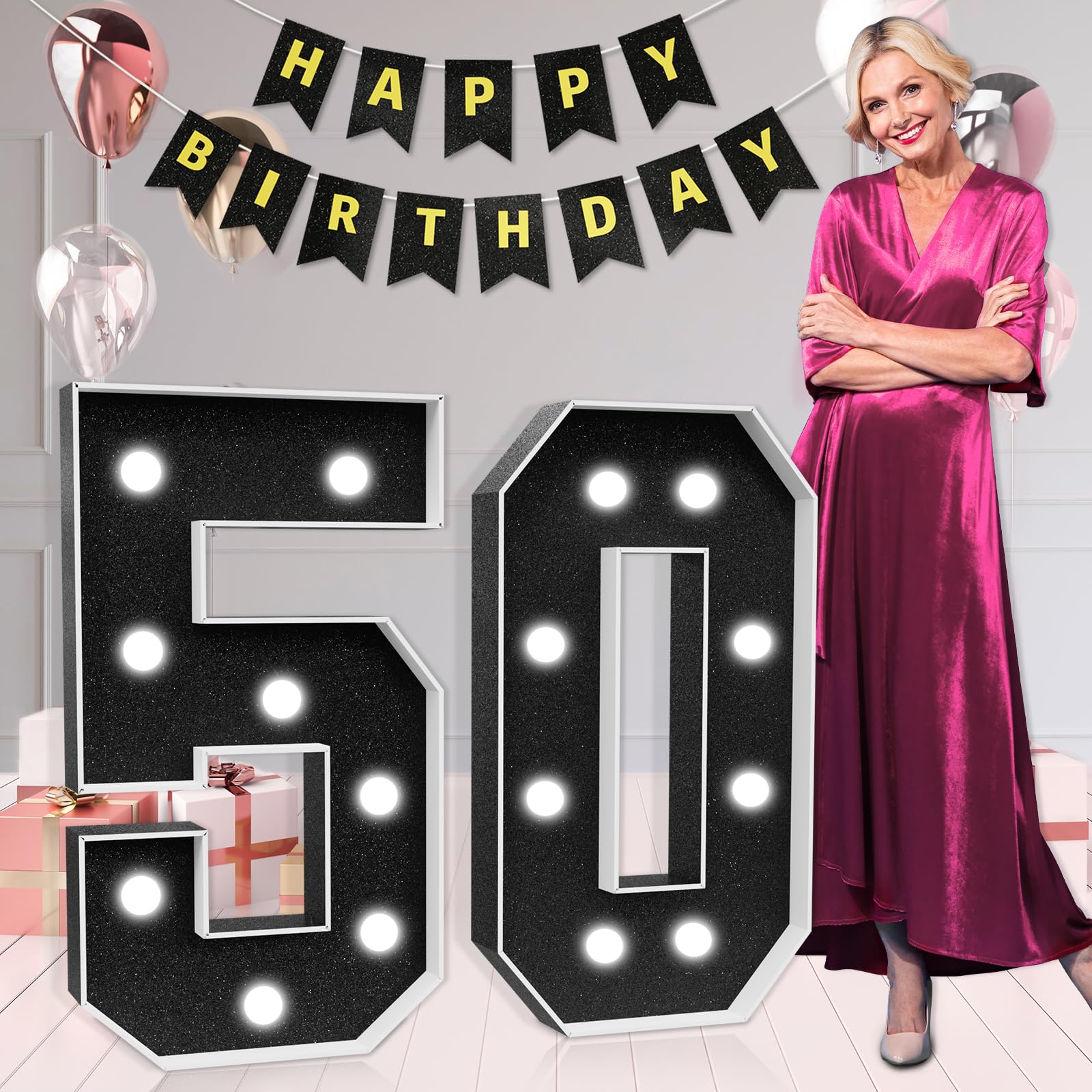 Amazon.com: imprsv Marquee Numbers Black 50th-Birthday Decorations ...