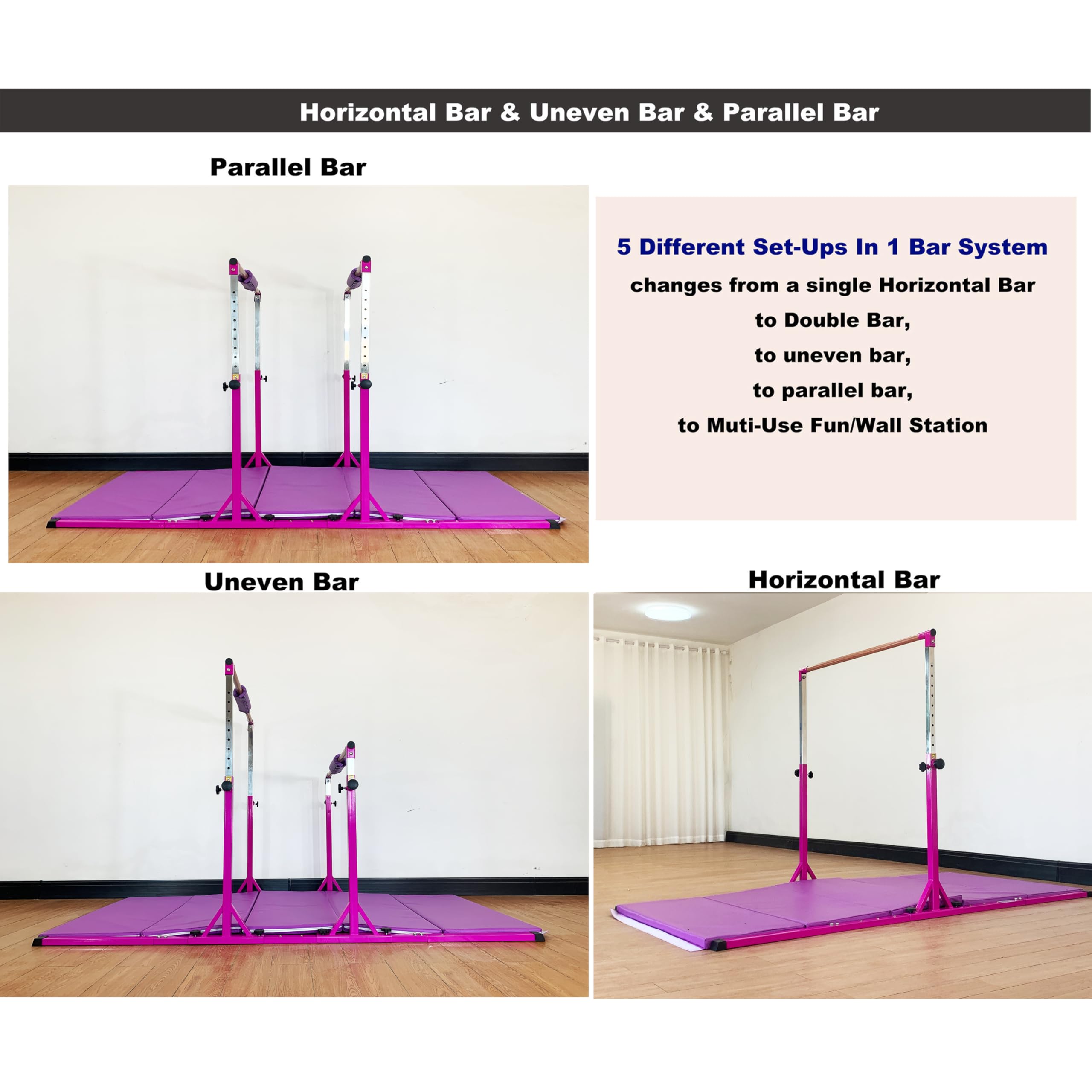 Snapklik.com : MARFULA Gymnastics Double Horizontal Bars 3Play ...