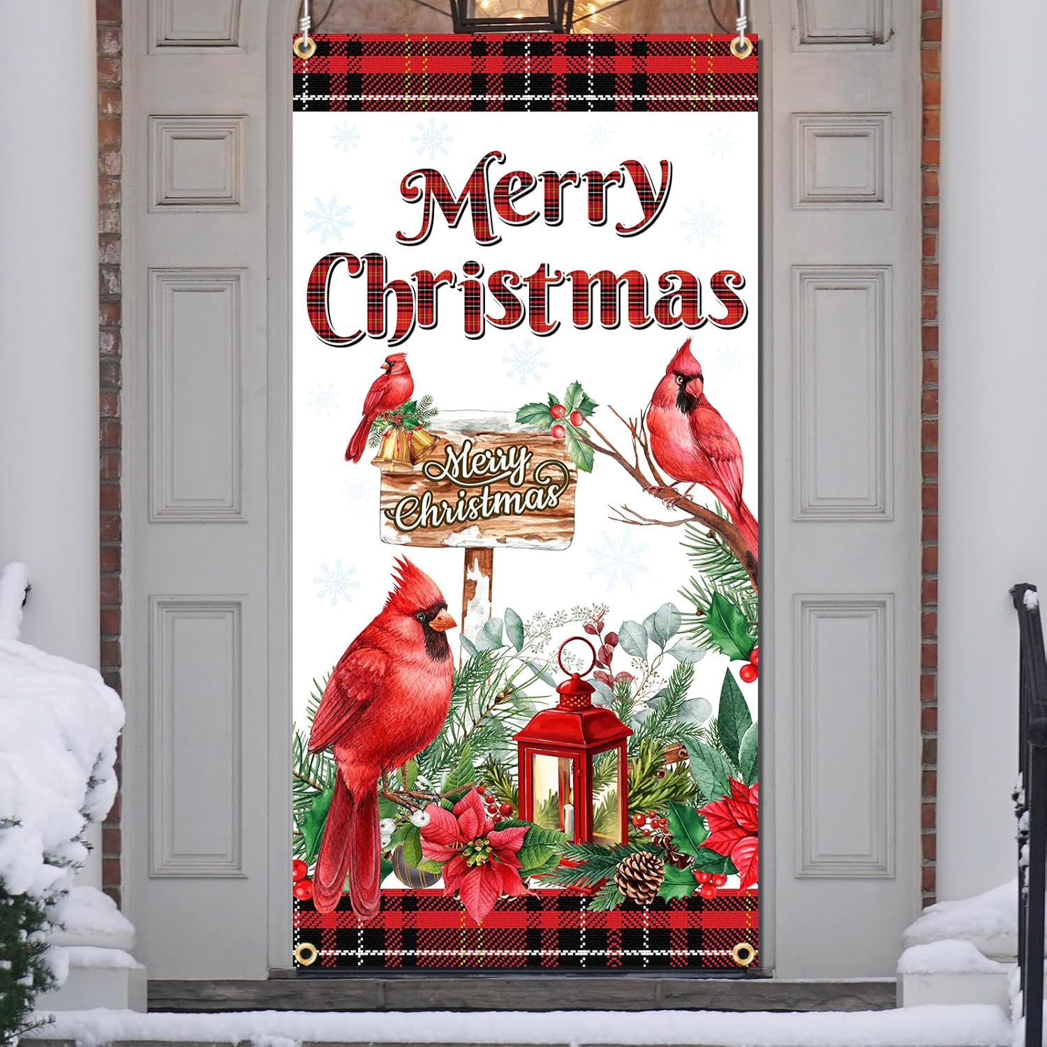 Amazon.com: CMUSKO Christmas Cardinal Red Bird Door Cover, Merry ...